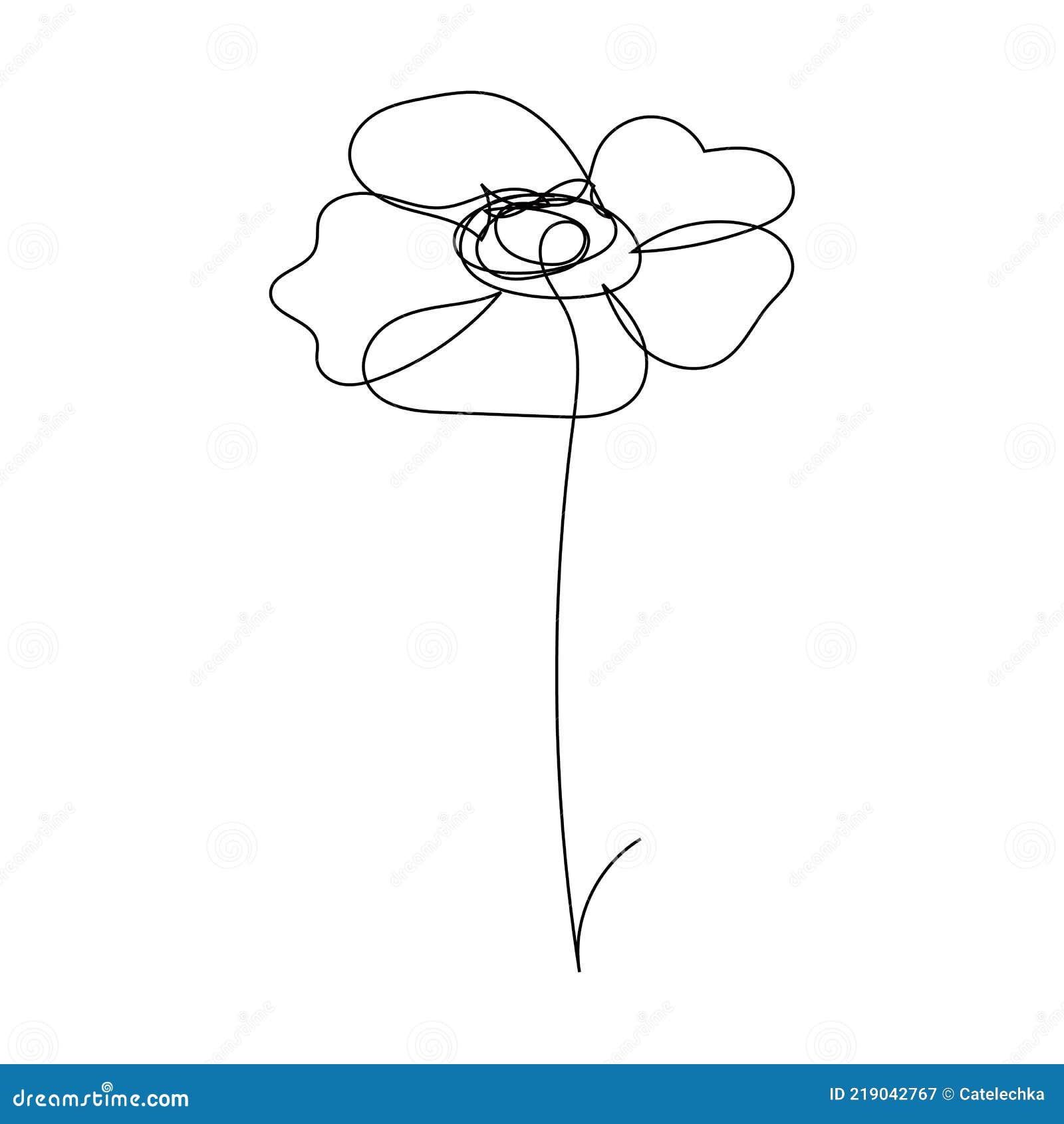 Poppies Continuous Line Drawing Seamless Texture Cartoon Vector