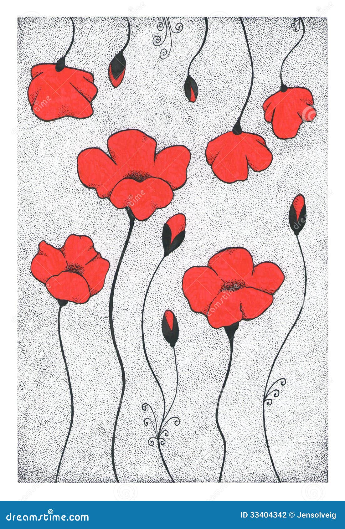 Poppies stock illustration. Illustration of fancy, botanical - 33404342