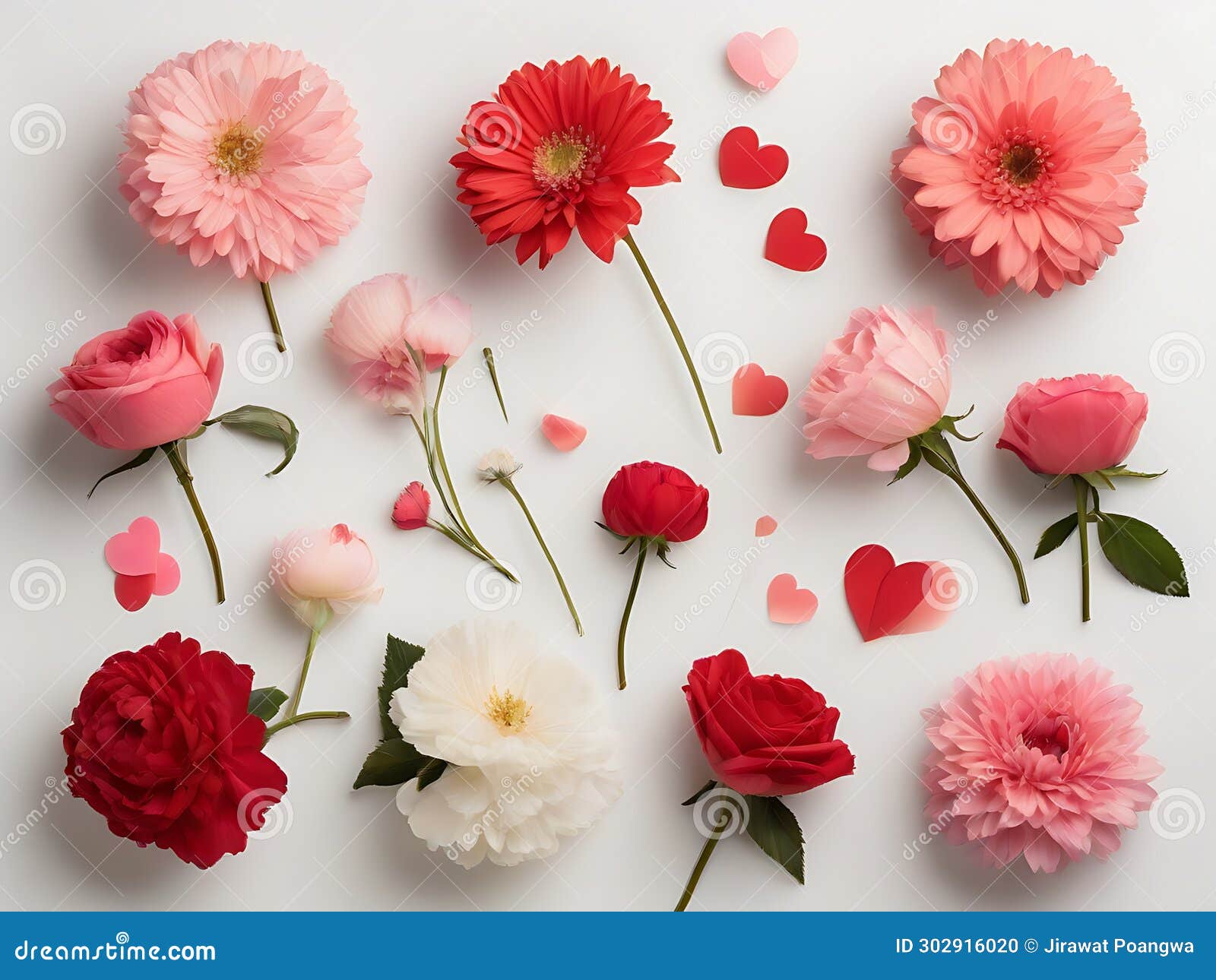 Poppies and Roses are Beautifully Arranged. Stock Illustration ...