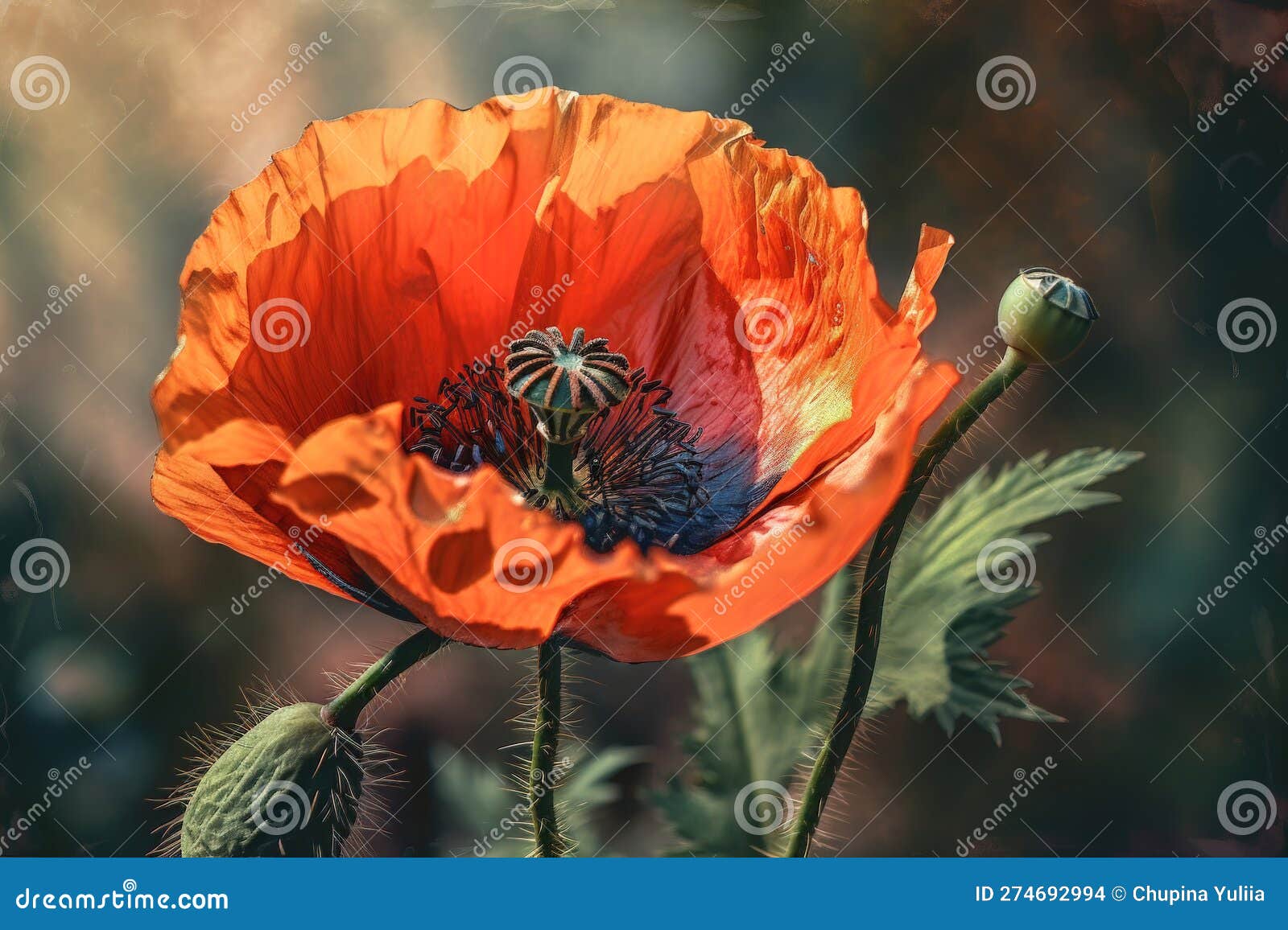 Poppy. AI generated stock illustration. Illustration of flower - 274692994
