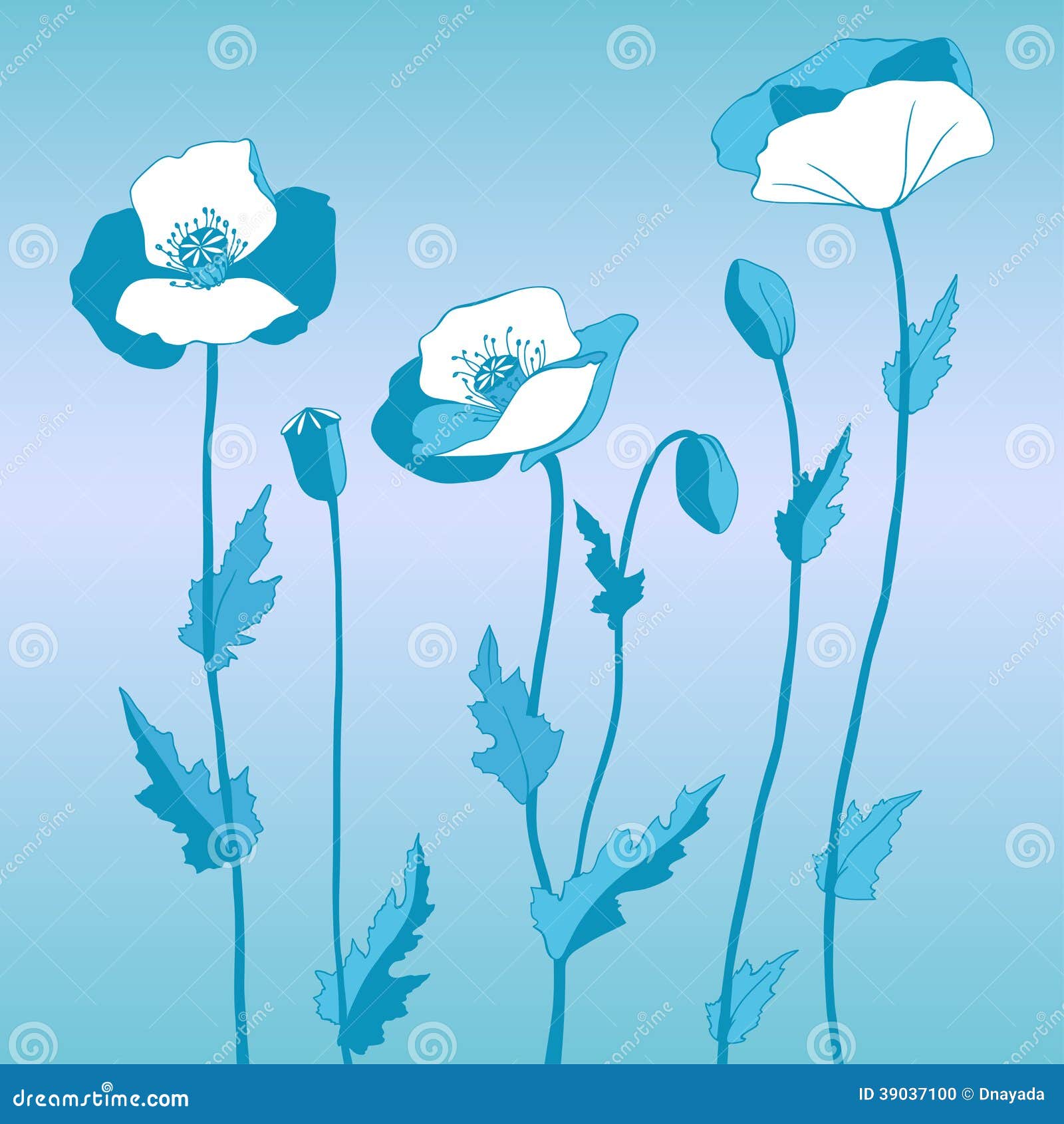 Poppy in blue style stock vector. Illustration of bloom - 39037100