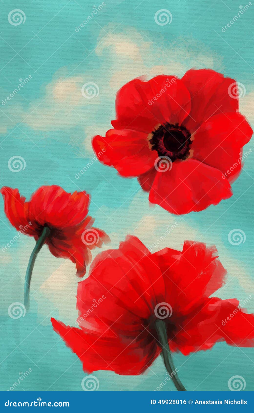 Poppy digital painting stock vector. Illustration of grow - 49928016