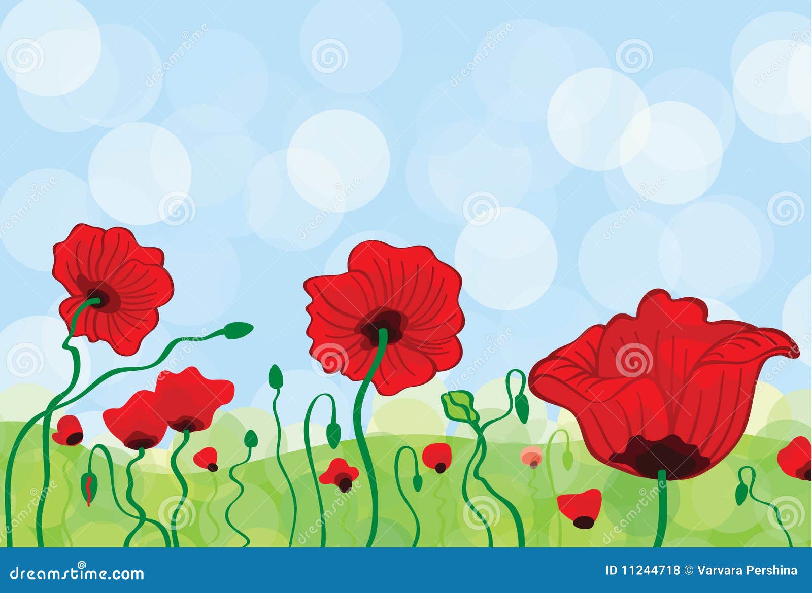Poppy Field stock illustration. Illustration of blooms - 11244718