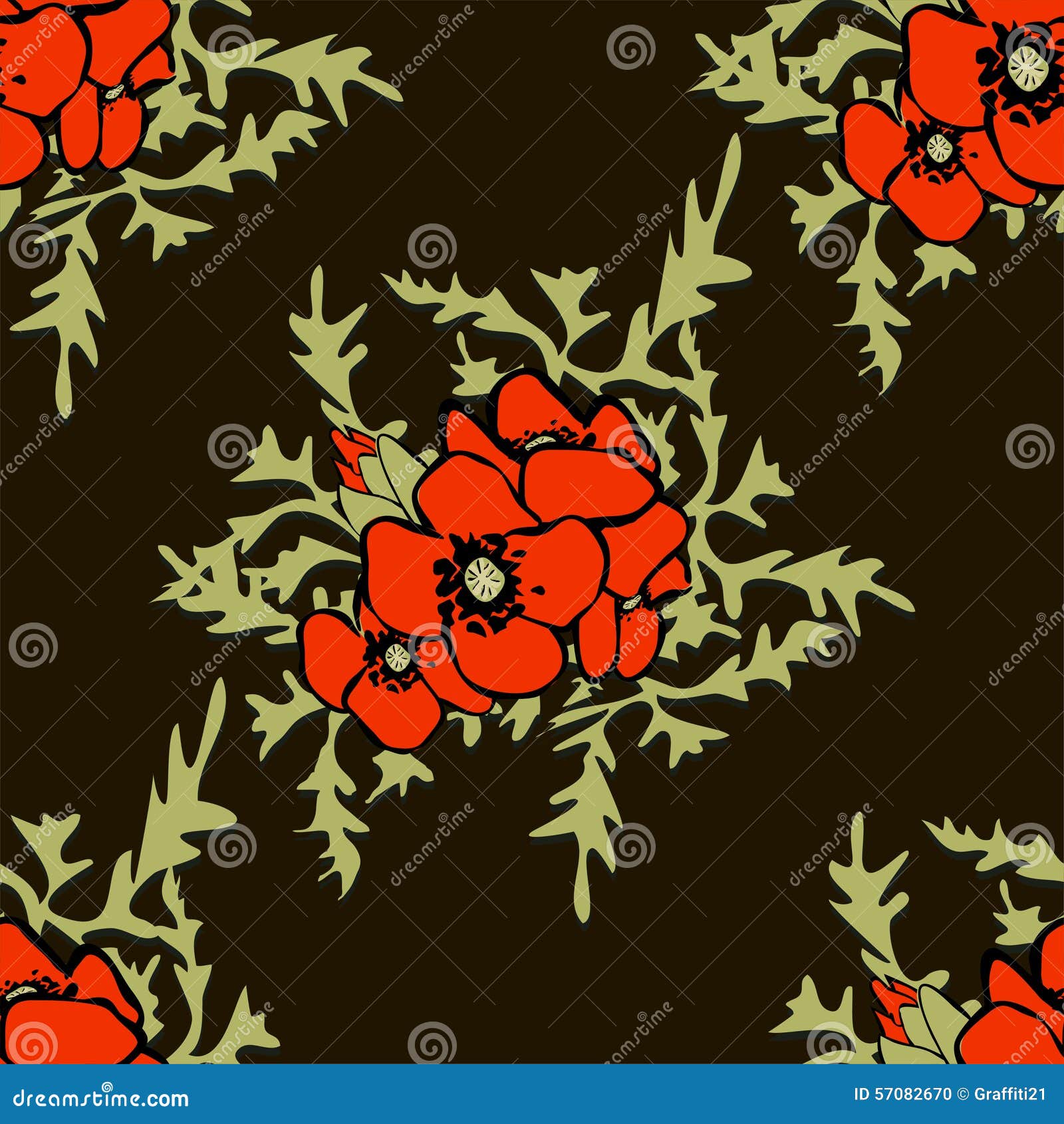 Poppy Floral Background Seamless Pattern Stock Vector - Illustration of ...