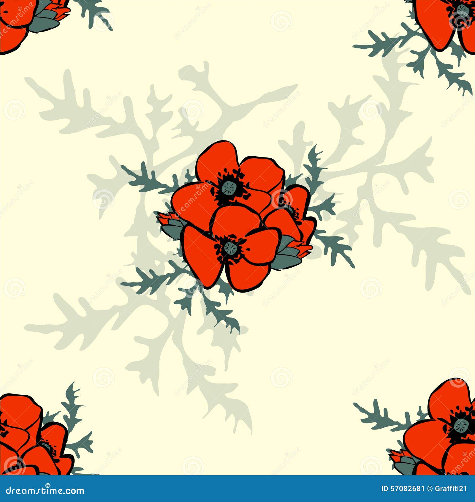Poppy Floral Background Seamless Pattern Stock Vector - Illustration of ...