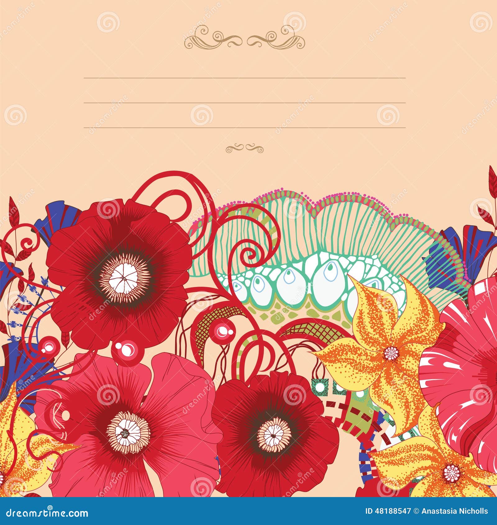 Poppy Flower Card Design . Eps 10. Stock Vector - Illustration of flora ...