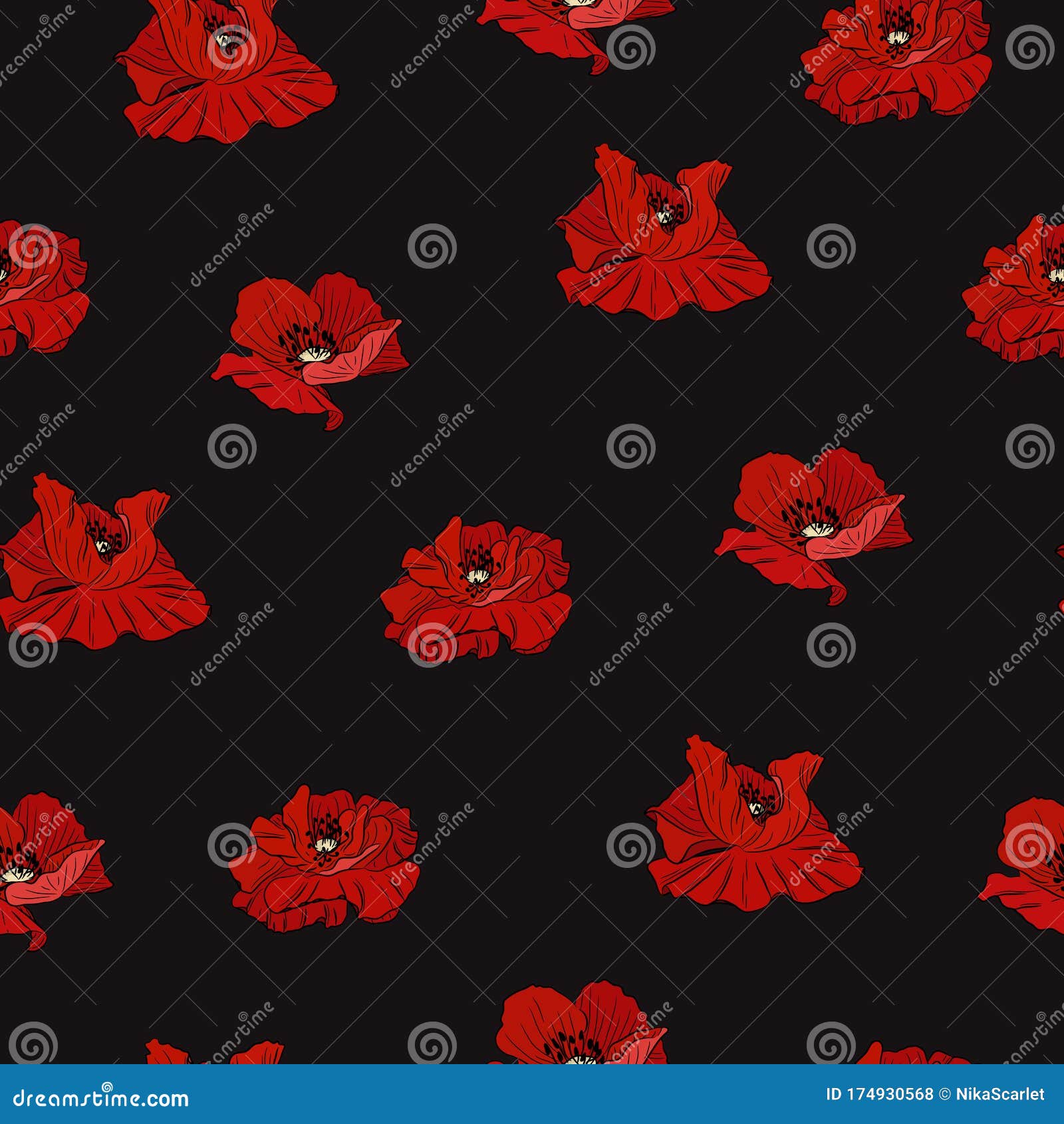 Poppy flower pattern2 stock vector. Illustration of floral - 174930568