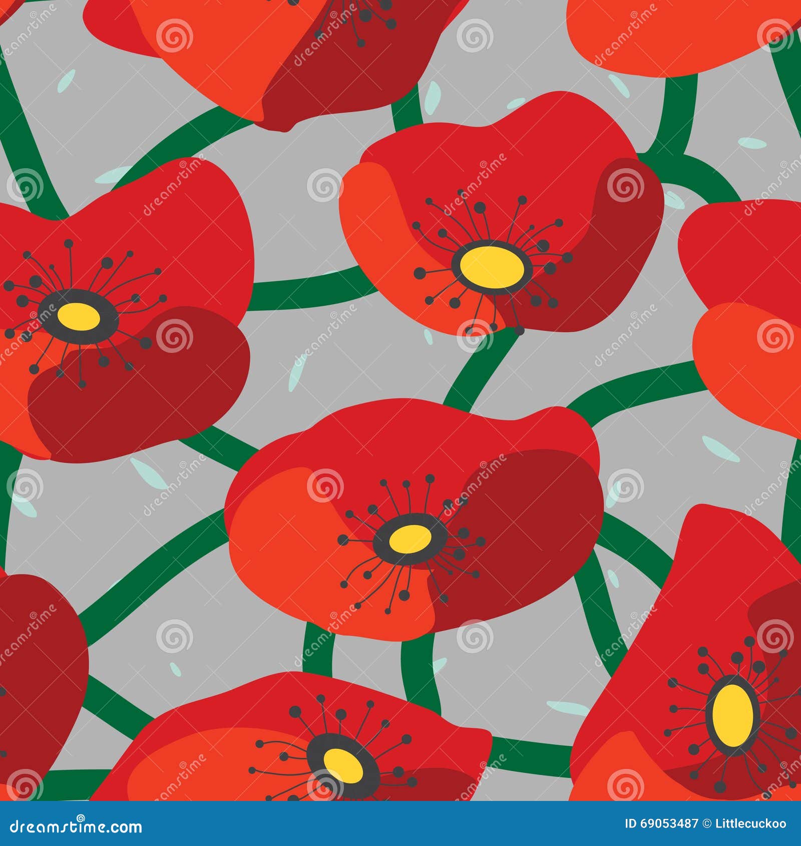 Poppy Flower Seamless Pattern Stock Vector - Illustration of fabric ...