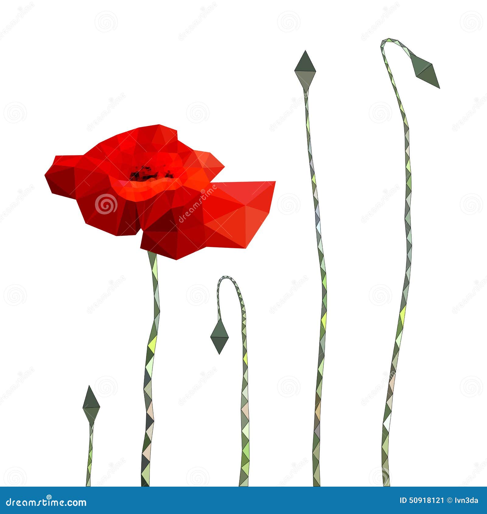 Poppy Flower in the Shape of Triangles. Stock Vector - Illustration of ...