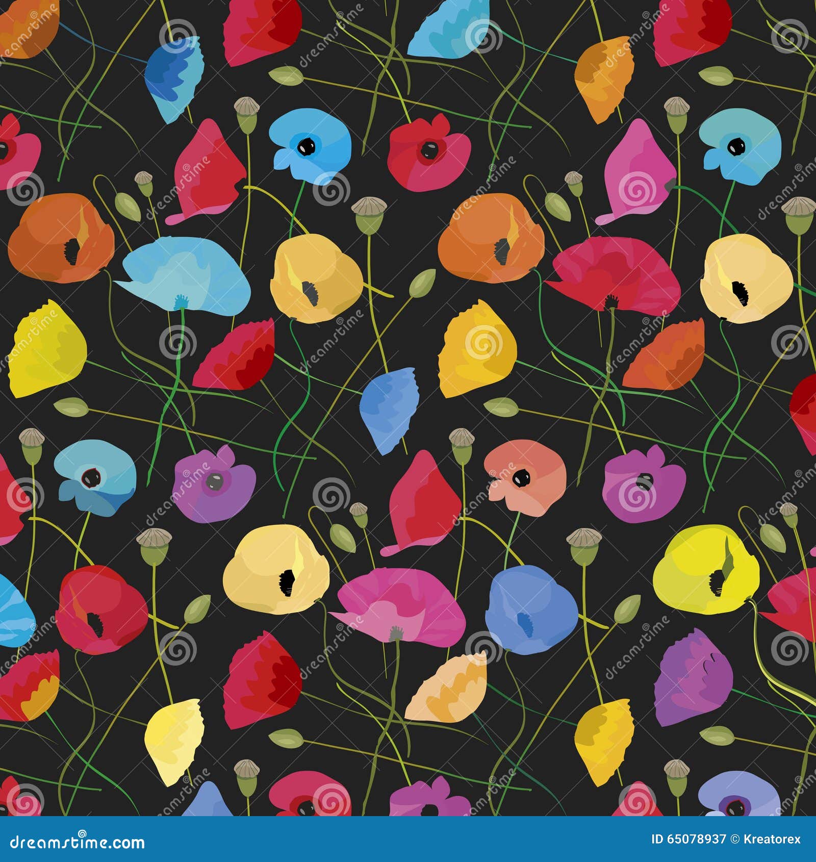 Poppy Flowers ilustração do vetor. Ilustração de verde - 65078937