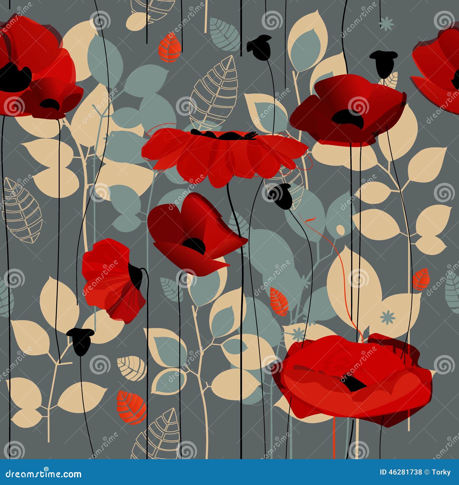 Poppy Flowers Pattern ilustración del vector. Ilustración de amapola ...