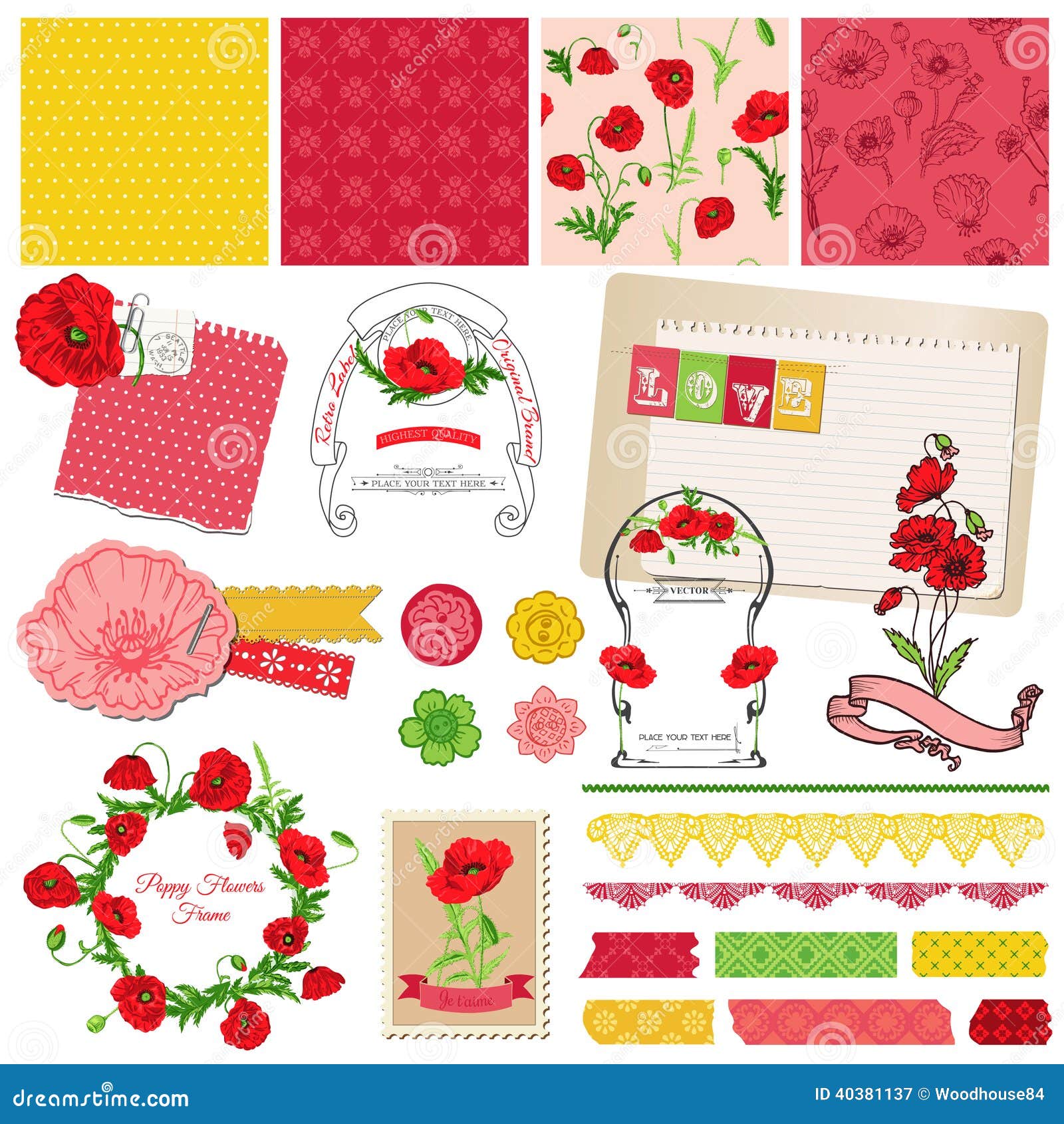 Poppy Flowers Theme stock vector. Illustration of filigree - 40381137