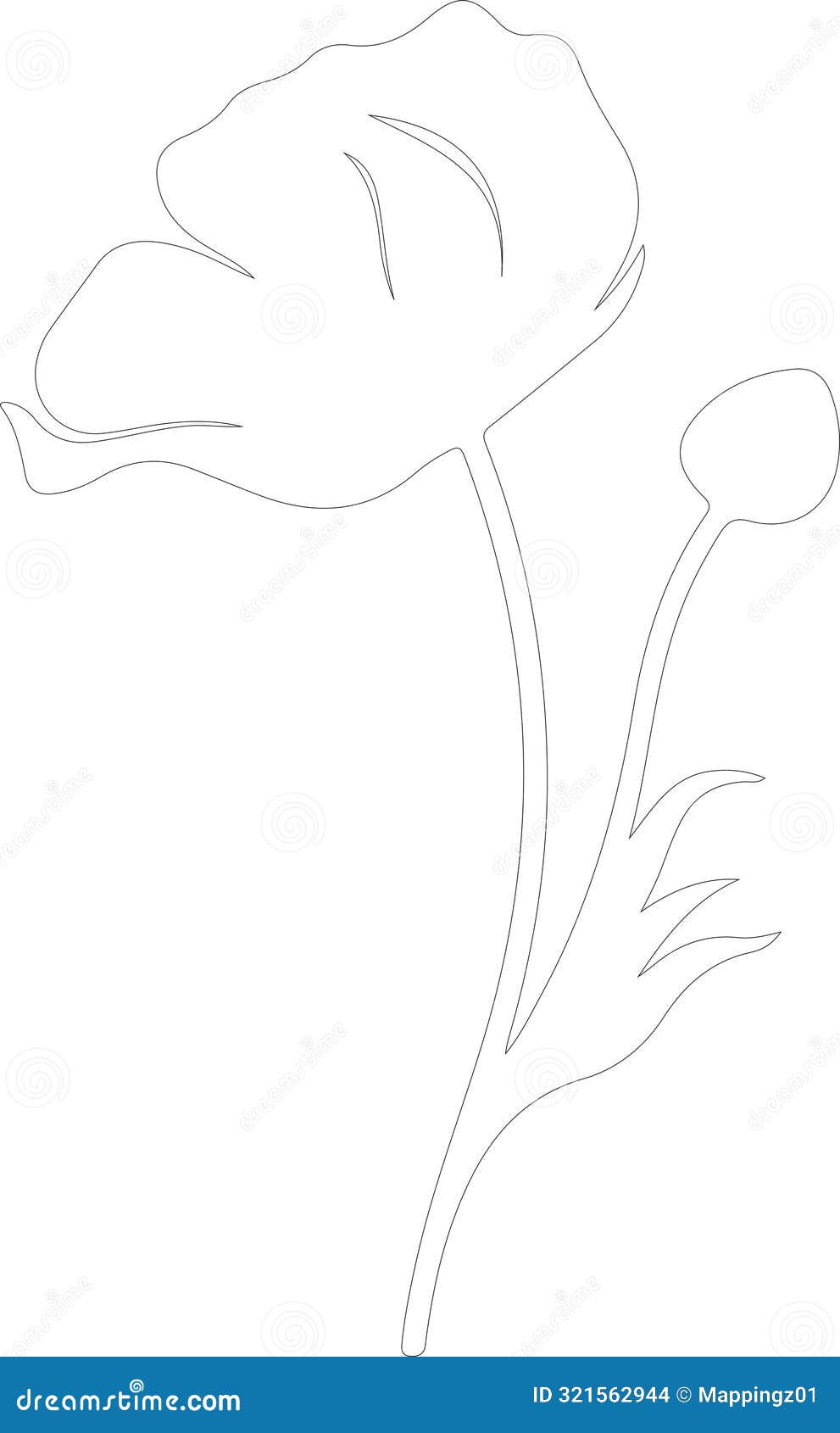 Poppy Outline Silhouette Generative Ai Stock Vector - Illustration of ...