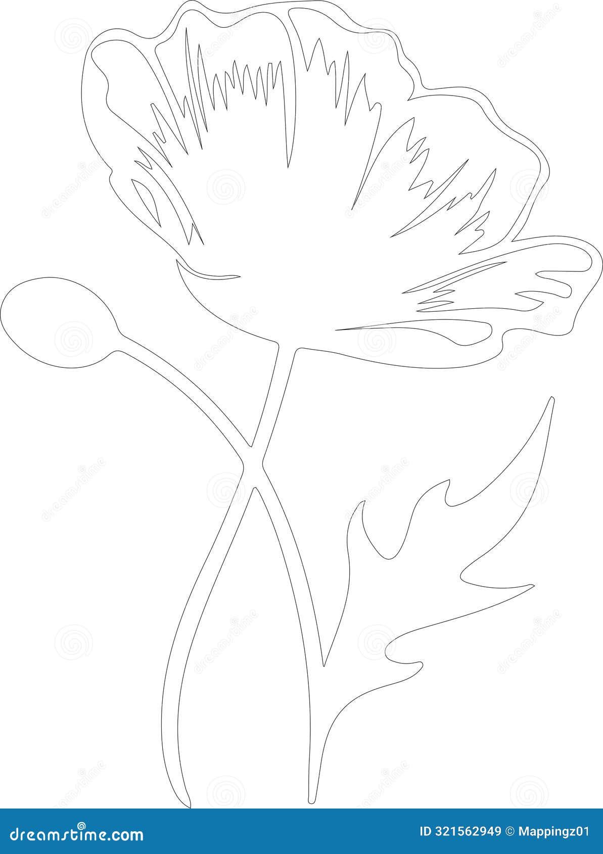 Poppy Outline Silhouette Generative Ai Stock Vector - Illustration of ...