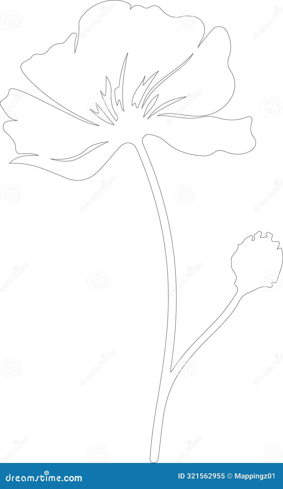 Poppy Outline Silhouette Generative Ai Stock Vector - Illustration of ...