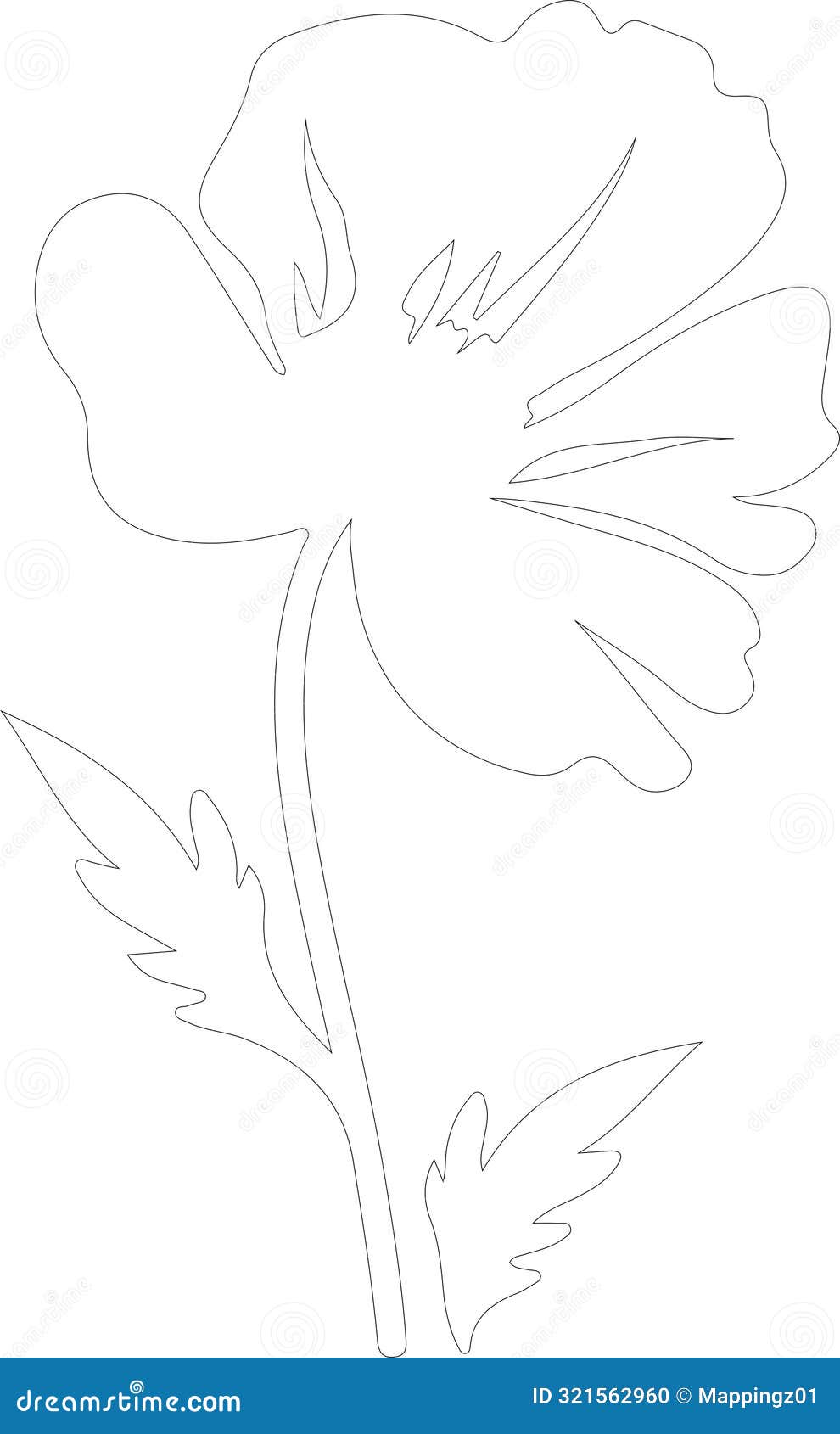 Poppy Outline Silhouette Generative Ai Stock Vector - Illustration of ...