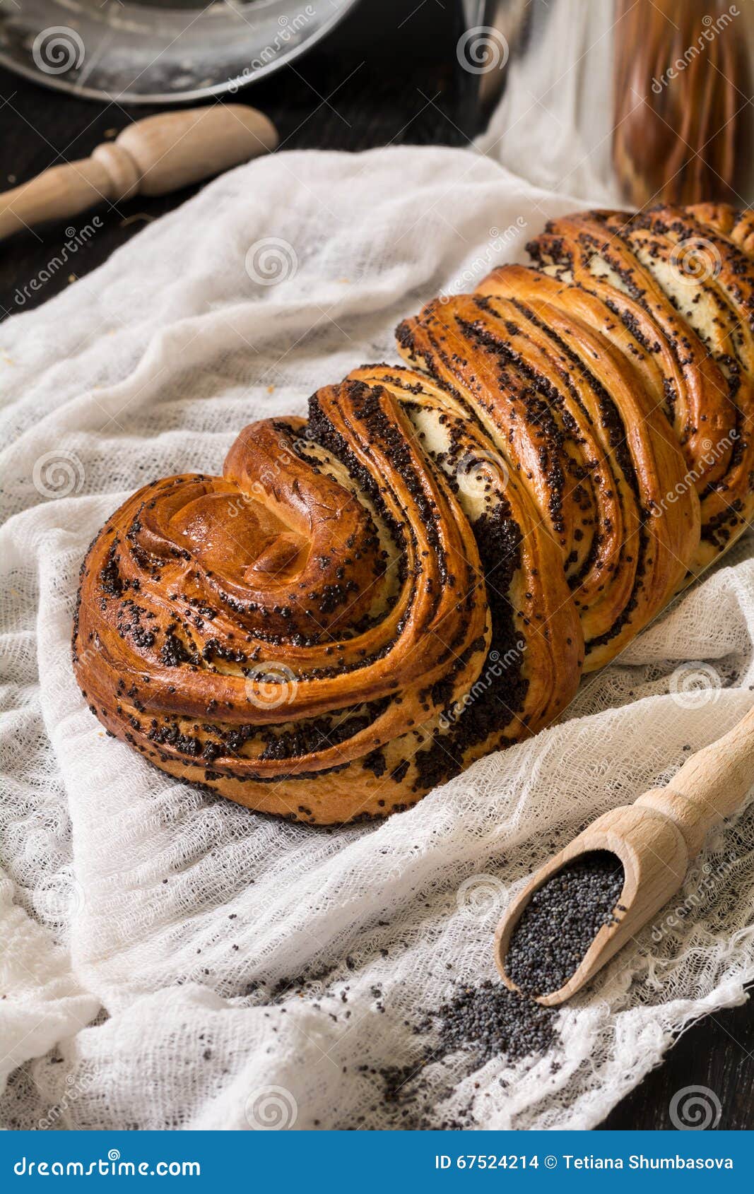 Poppy roll closeup stock photo. Image of closeup, bake - 67524214