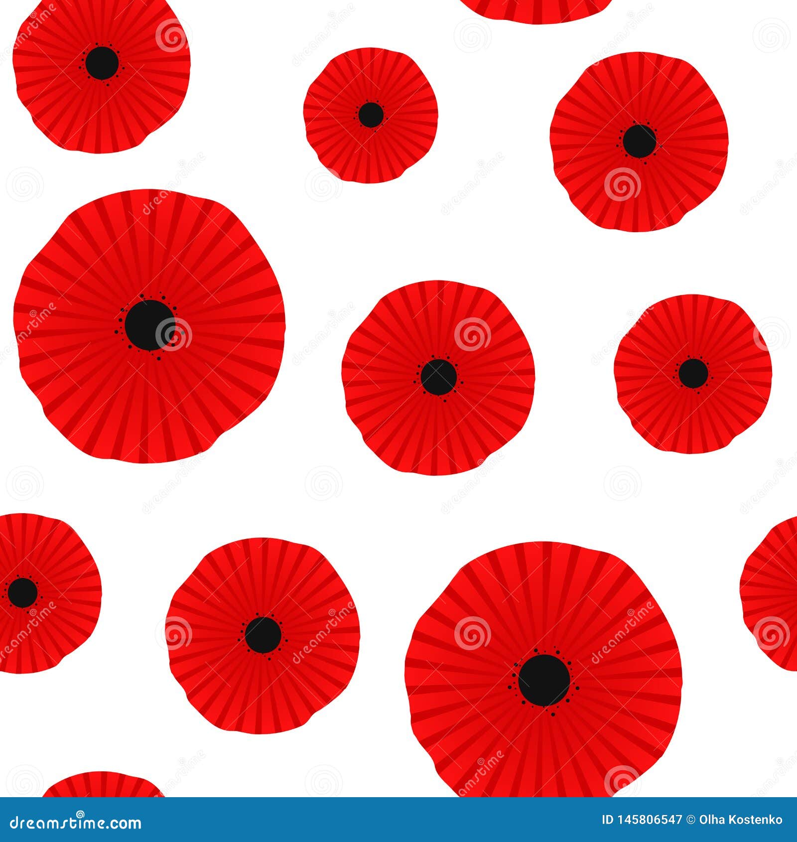 Poppy Seamless Pattern. Red Poppies on White Background. Can Be Used ...