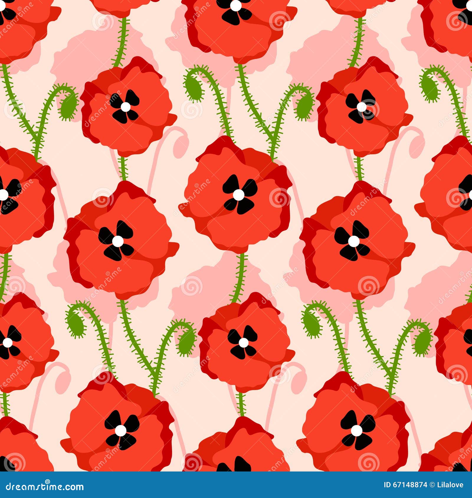 Poppy seamless pattern stock vector. Illustration of motif - 67148874