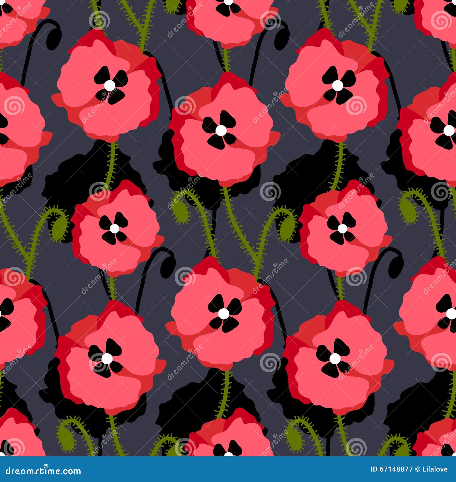 Poppy seamless pattern stock vector. Illustration of print - 67148877