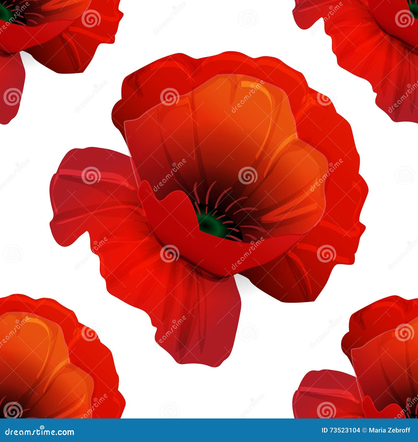 Poppy seamless pattern stock vector. Illustration of herb - 73523104