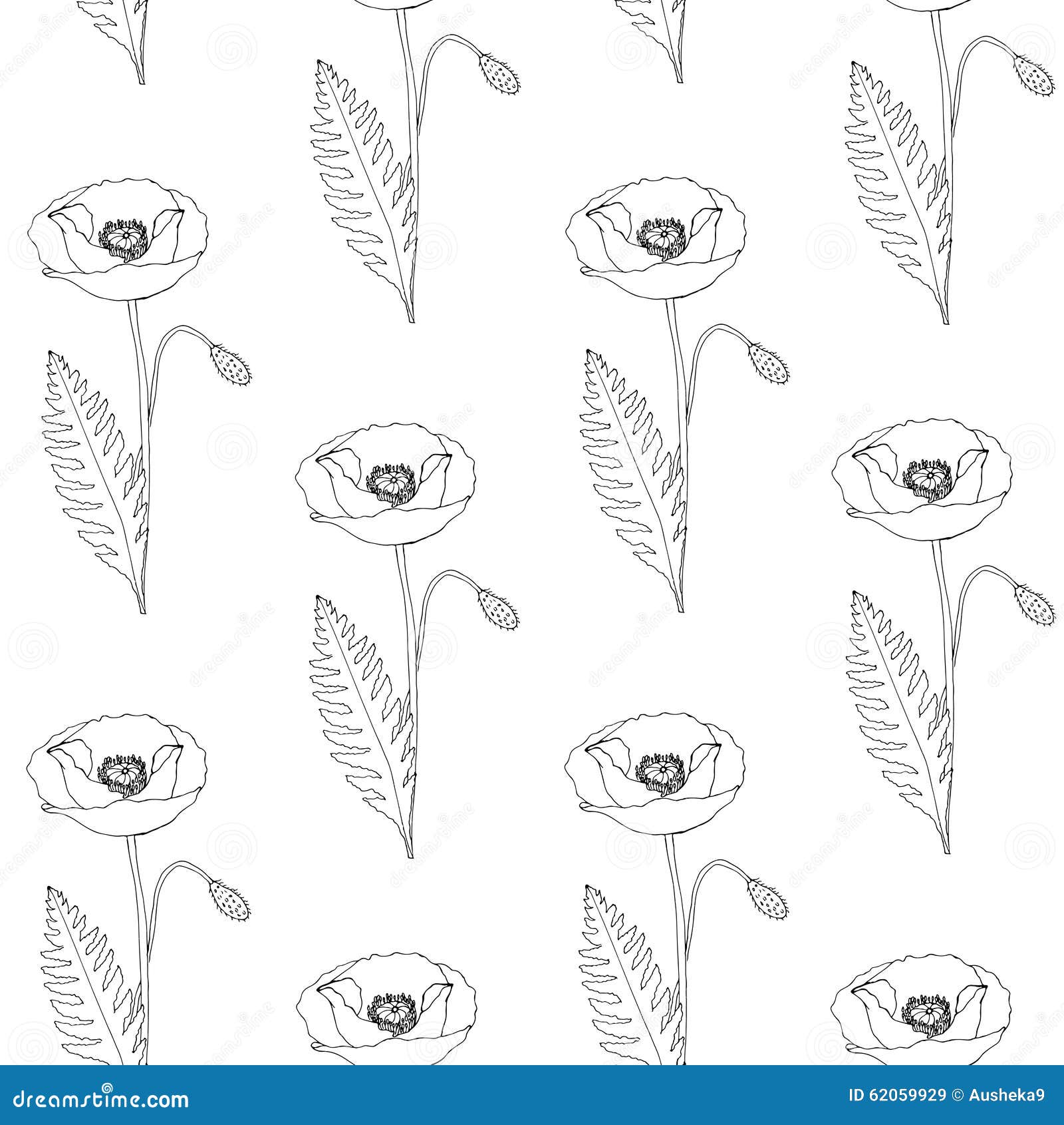 Poppy seamless texture stock vector. Illustration of botanic - 62059929