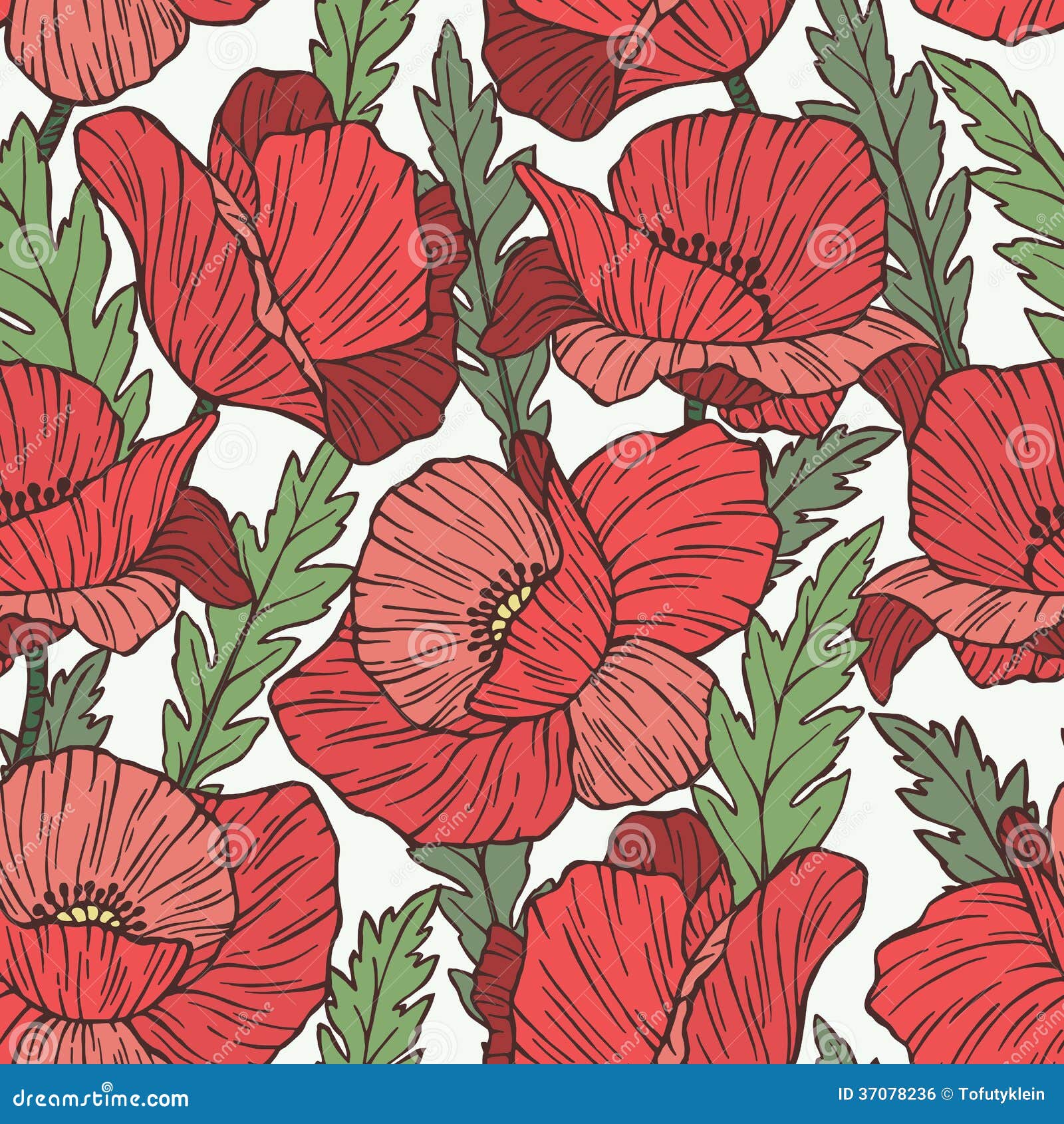 Poppy Seamless Vector Pattern Stock Vector - Illustration of cute ...