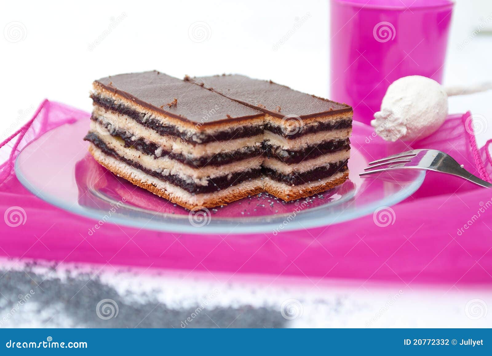 Poppy seed cake with jam stock photo. Image of marmalade - 20772332