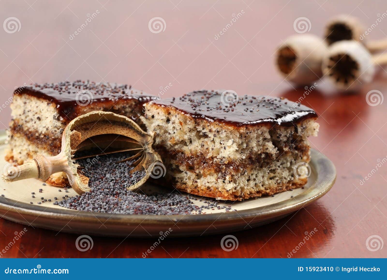 Poppy Seed Sponge Cake with Plum Jam Stock Photo - Image of fruit ...