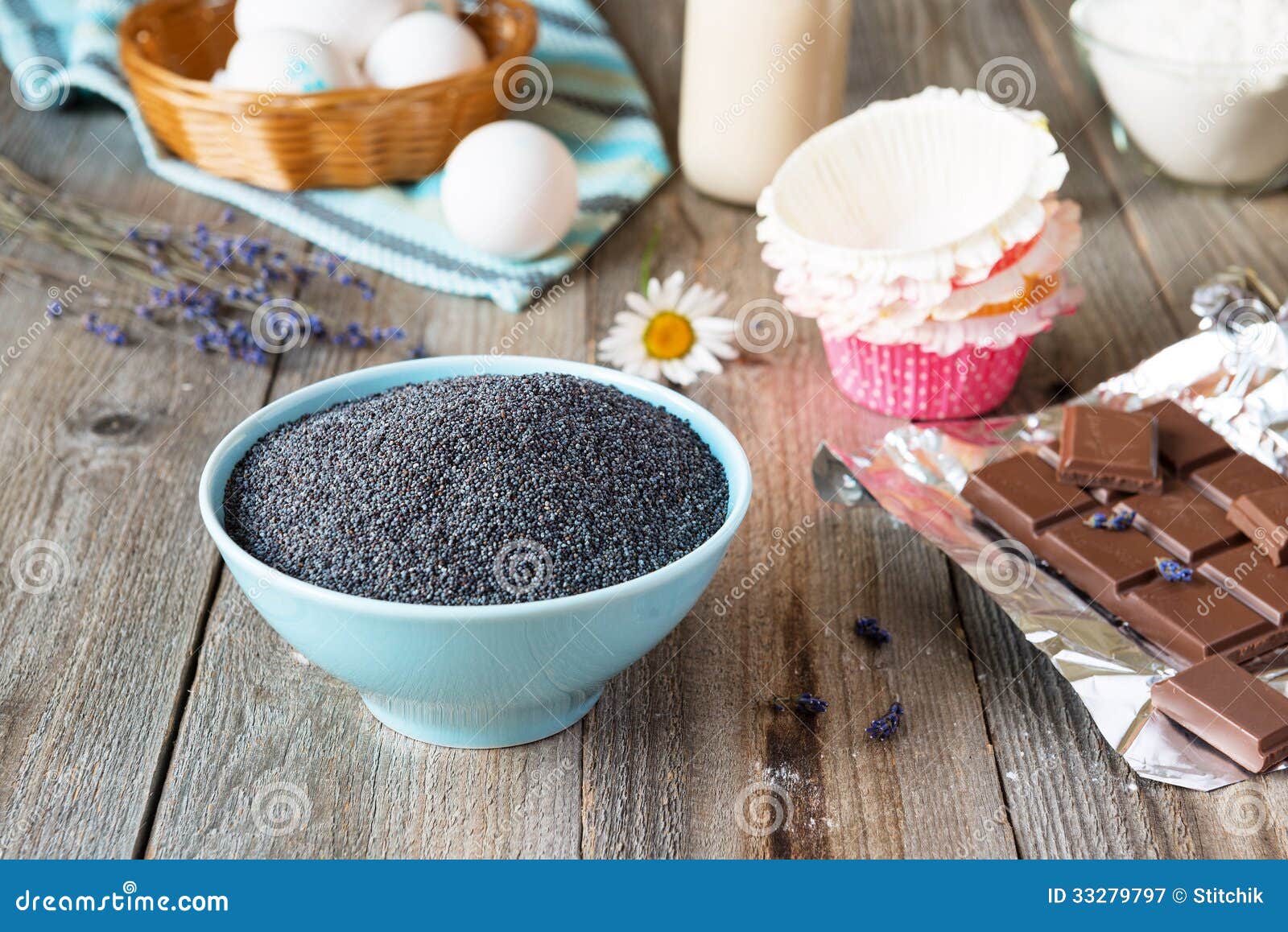 Poppy Seeds and Chocolate for Baking Stock Image - Image of cloth ...
