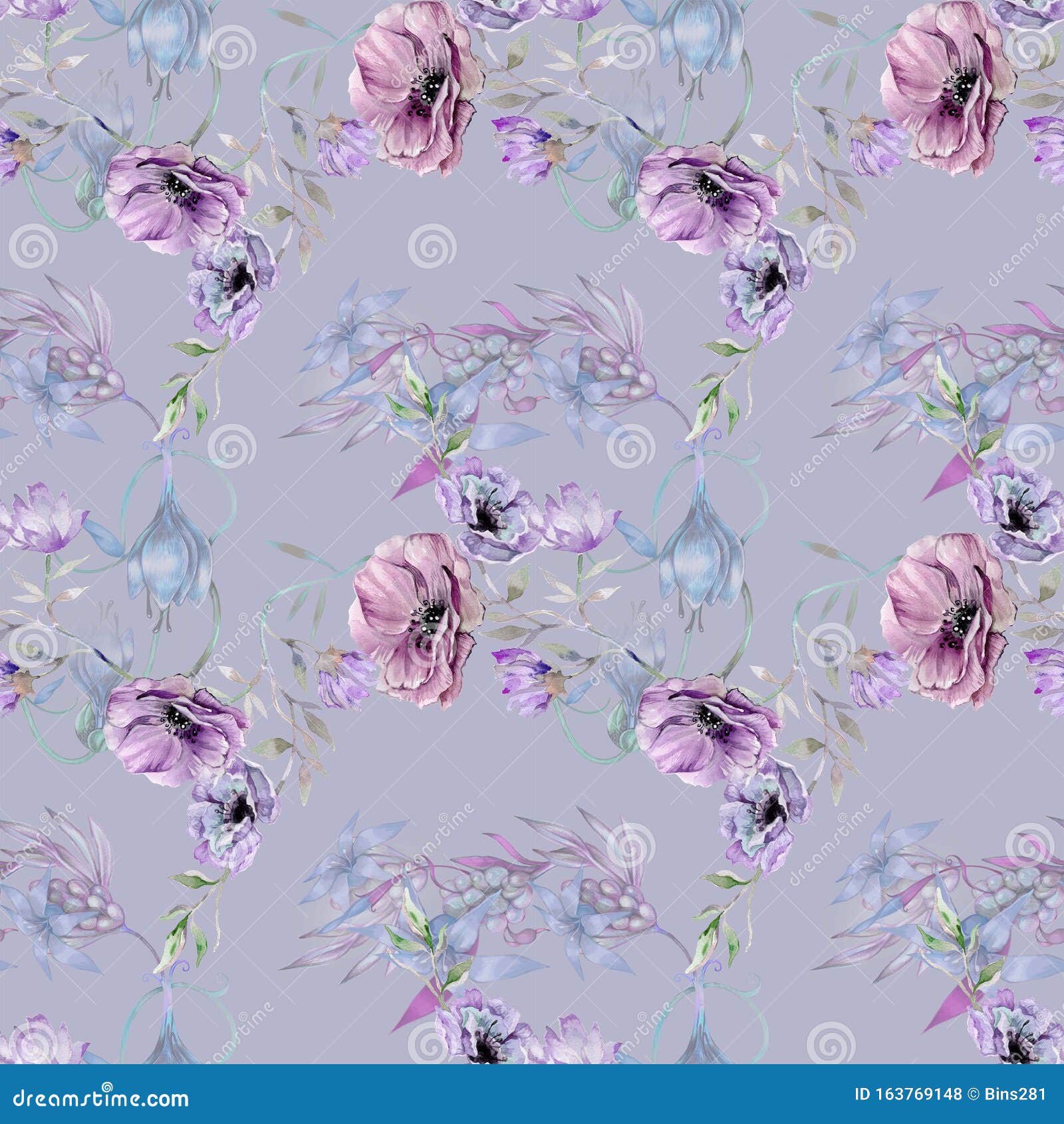 Poppy on Soft Violet Background Stock Illustration - Illustration of ...