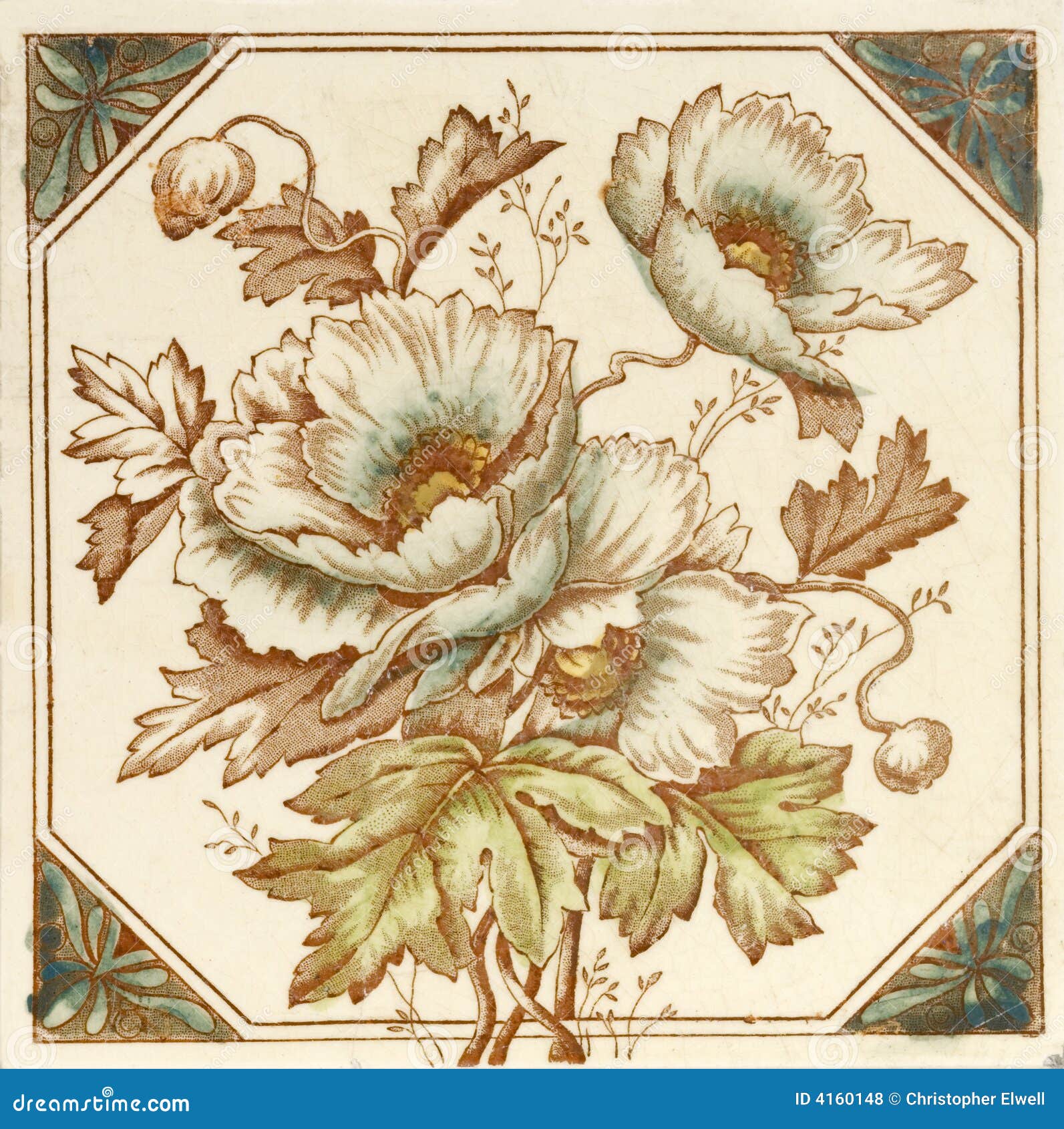 Poppy tile stock photo. Image of clay, style, design, architecture ...