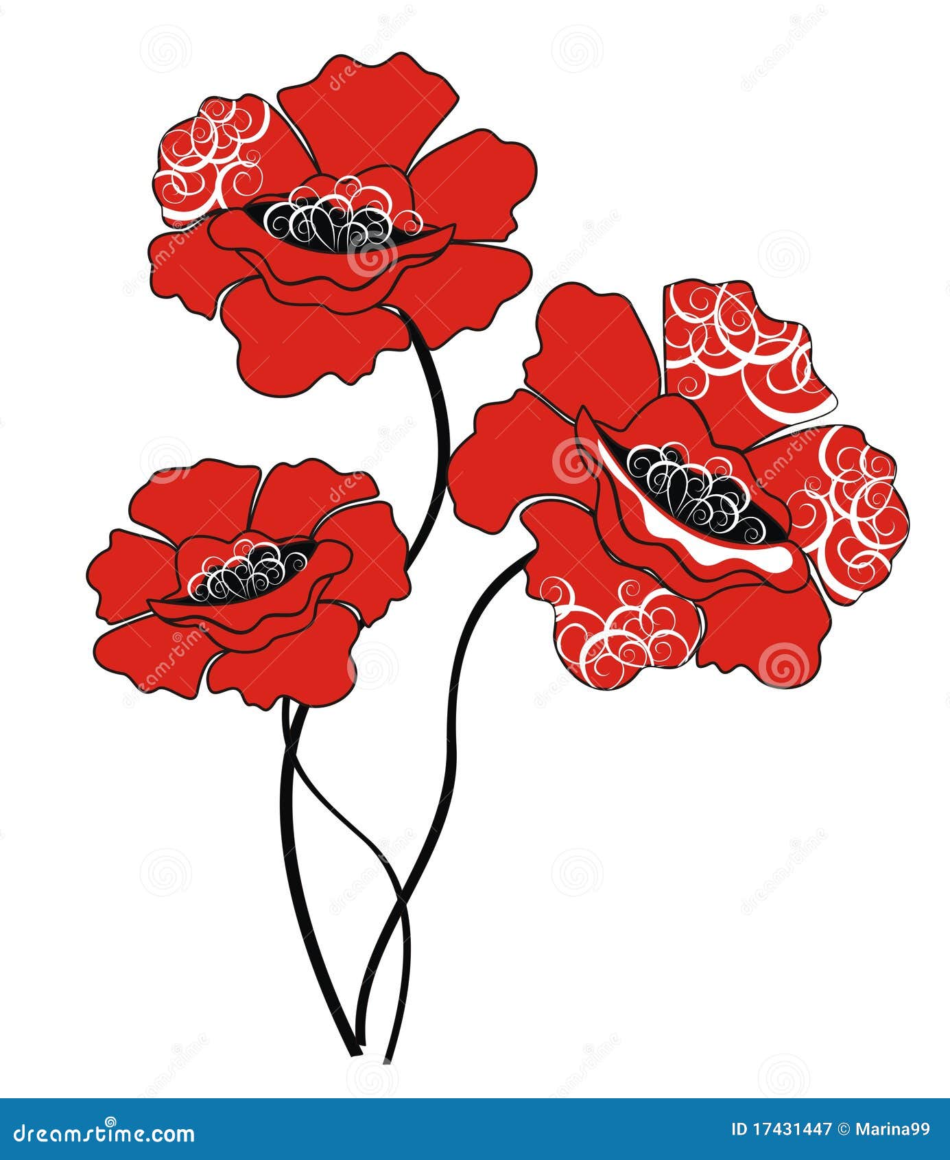 Poppy. Vector illustration stock vector. Illustration of beauty - 17431447