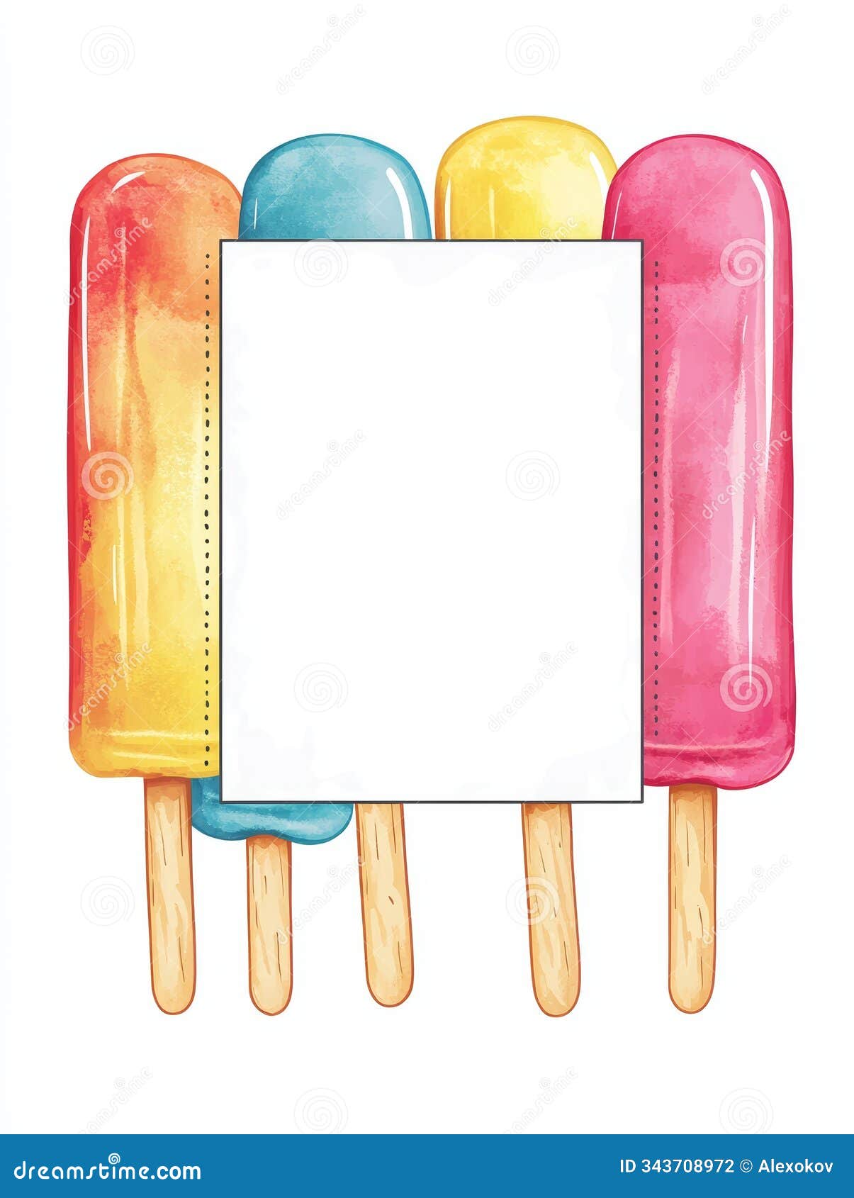 Popsicle Frame Invitation with White Space for Text Illustration on ...