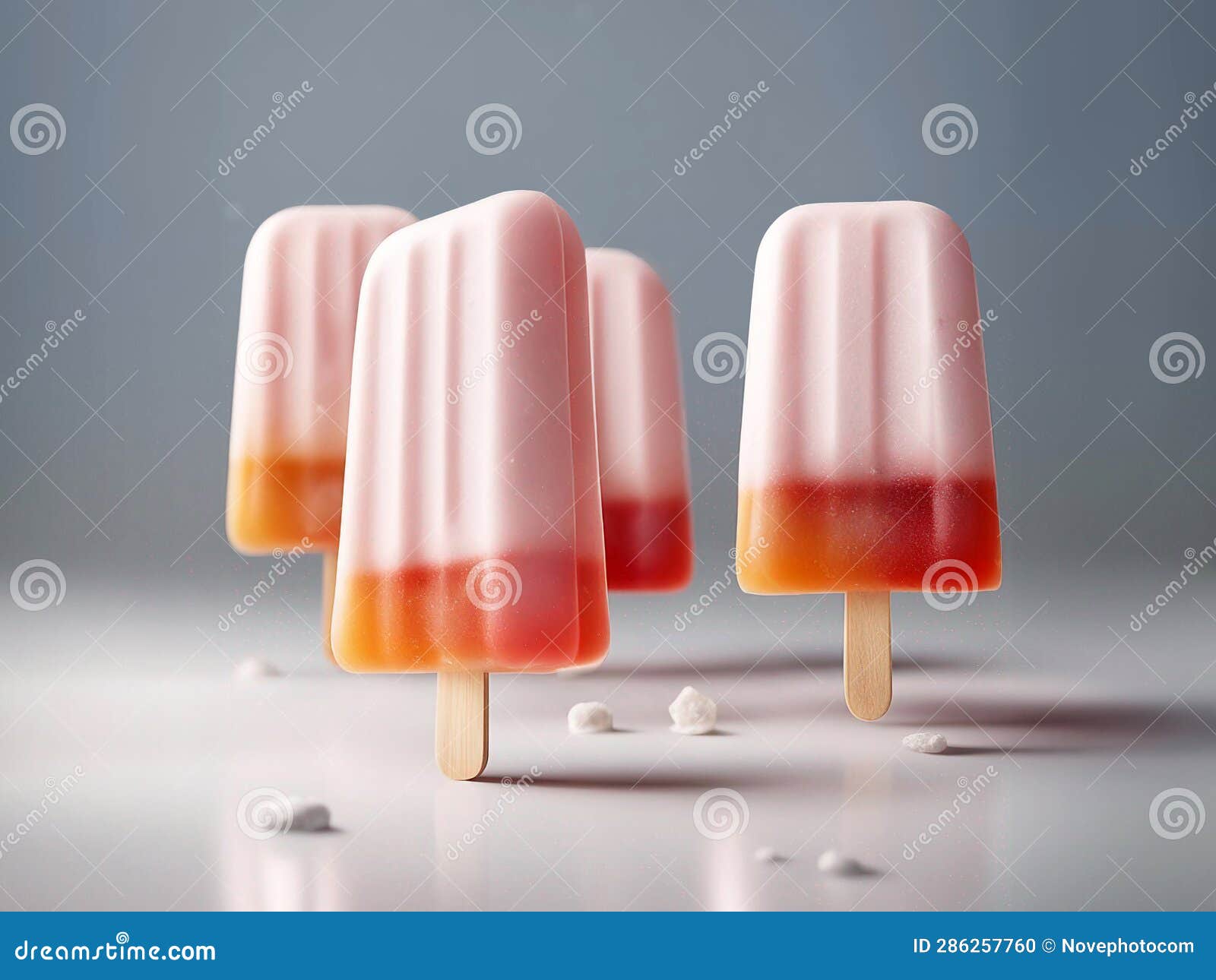 Popsicle Ice Cream. Fruit Popsicle. Stack of Ice Cream with Fruits on a ...