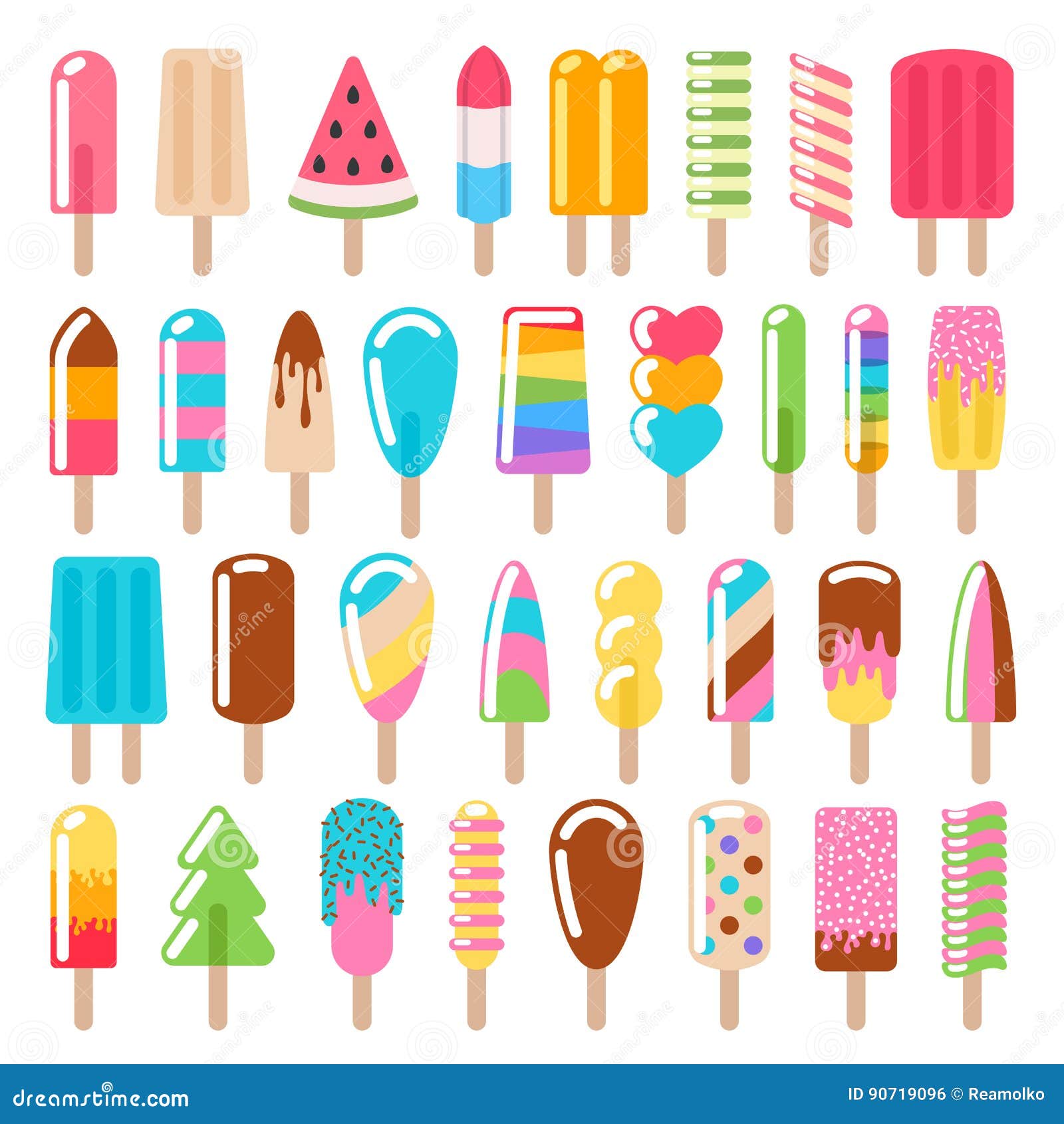 Popsicle Ice Cream Icons Set Stock Vector Illustration Of Icecream
