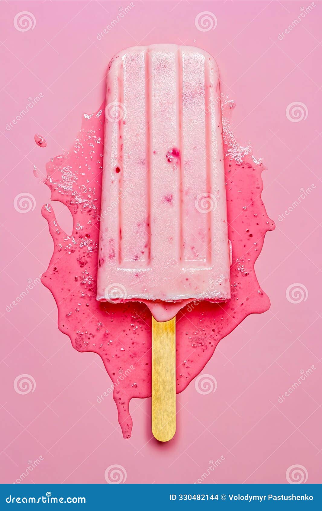 A Popsicle on a Pink Background with a Splash of Pink Liquid Stock ...