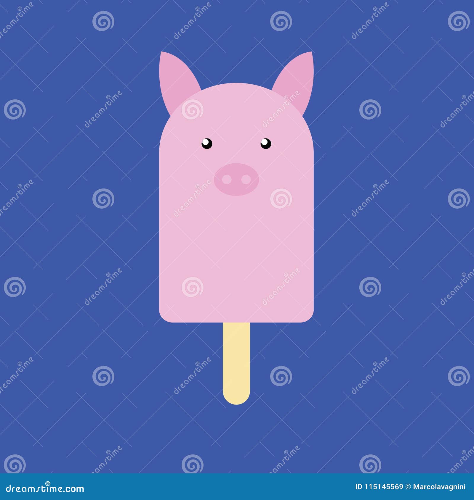 Popsicle in the Shape of a Pig Stock Illustration - Illustration of ...