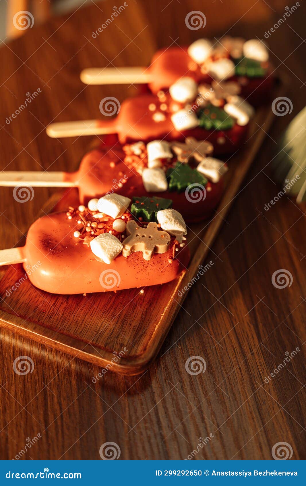 Popsicle-shaped Cake on a Stick in Chocolate with Small Chocolate Trees ...