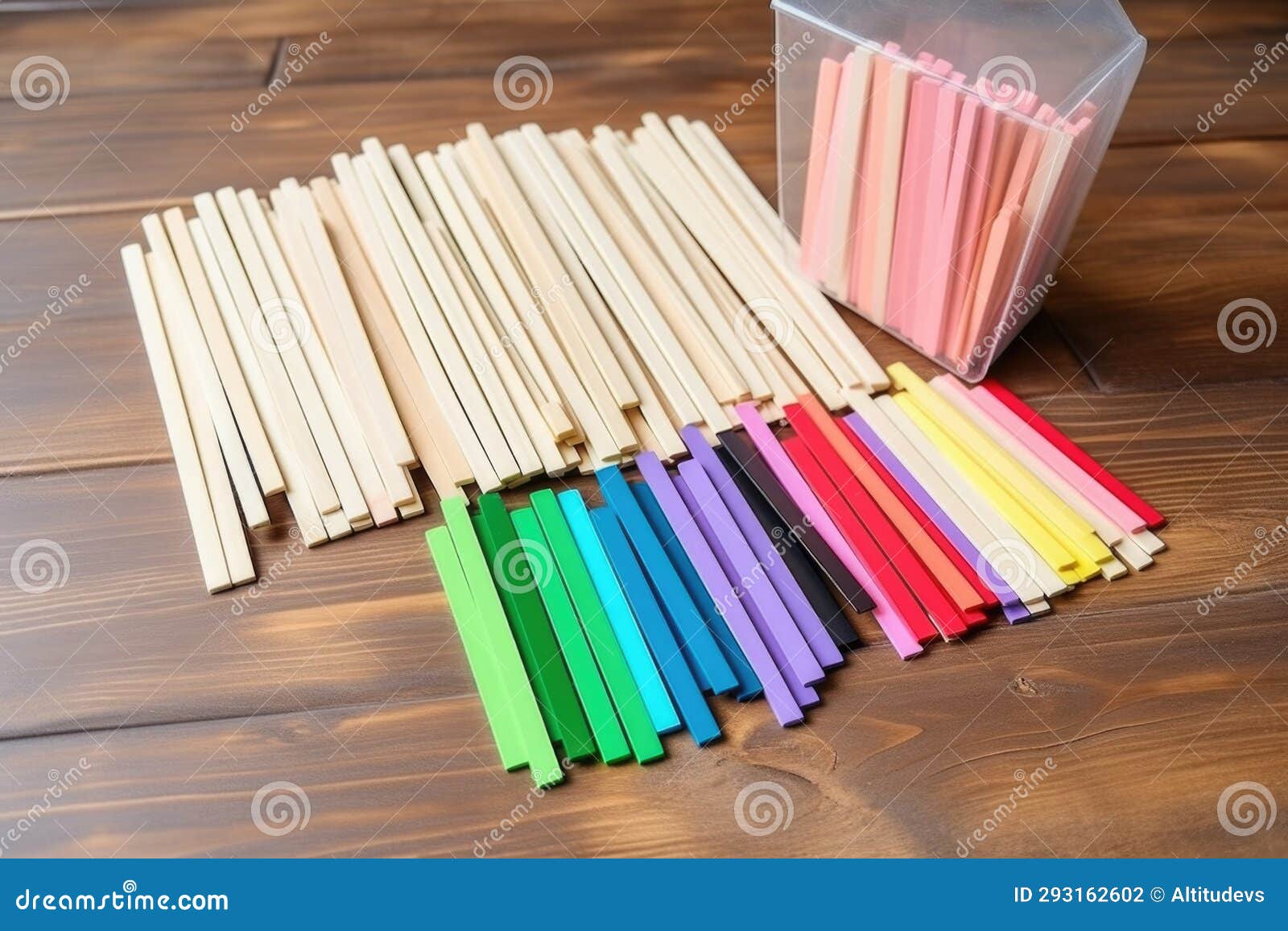 Popsicle Sticks and Glue on a Table Covered in Craft Paper Stock Photo ...