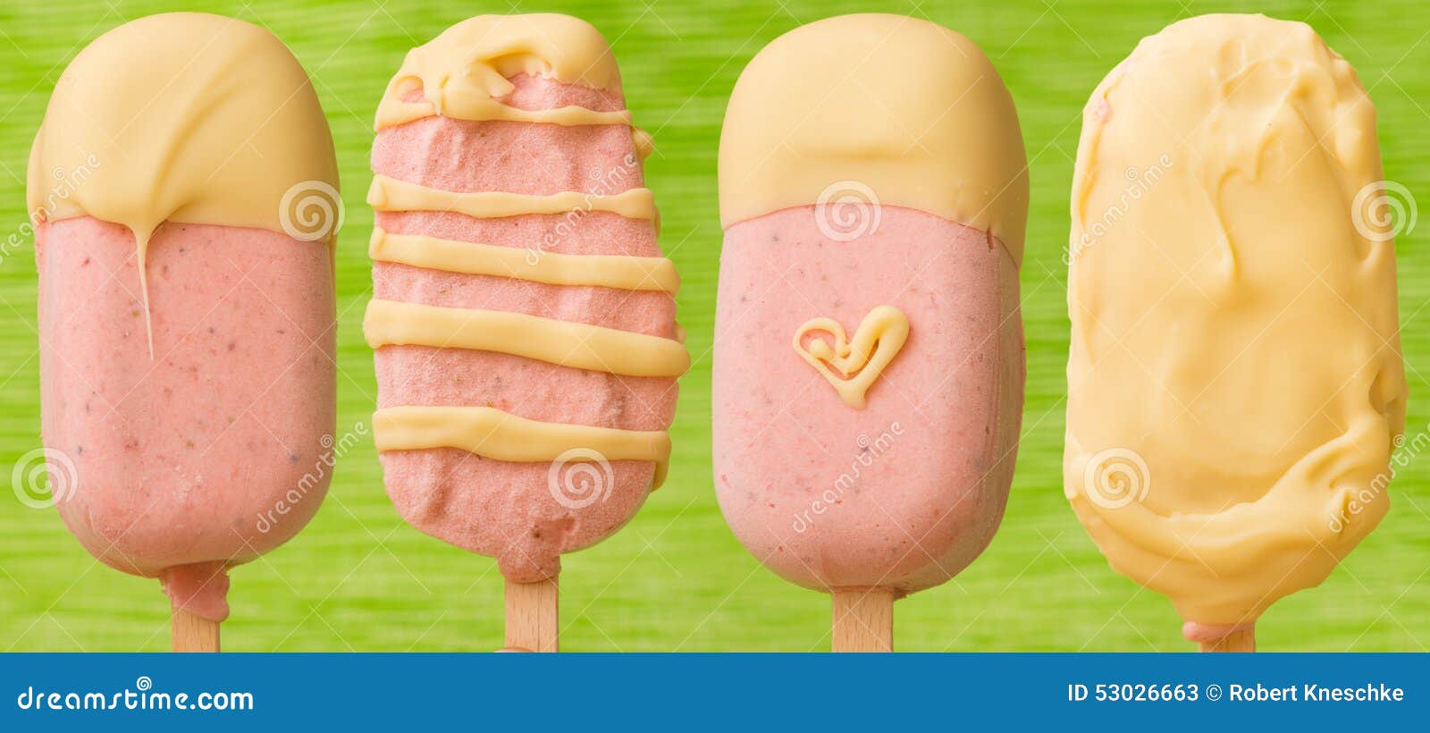 Popsicle with Variations of White Chocolate Glazing Stock Image - Image ...