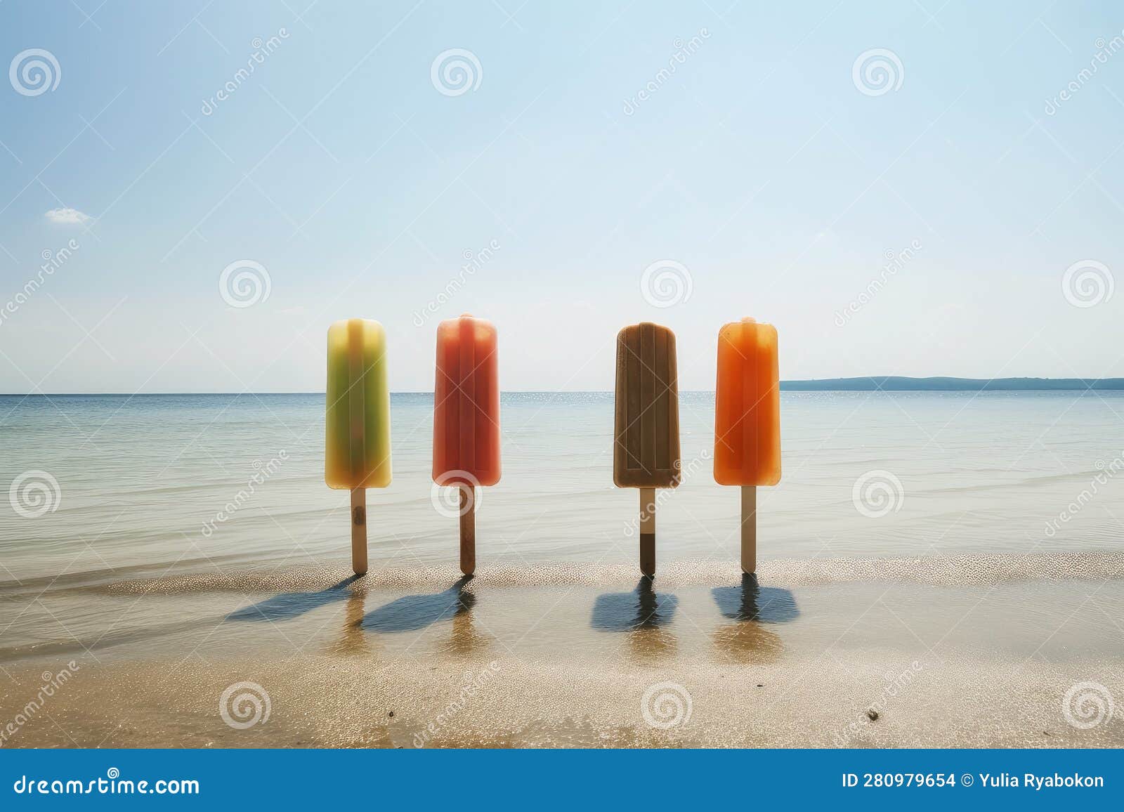 Popsicles Beach. Generate Ai Stock Illustration - Illustration of kids ...