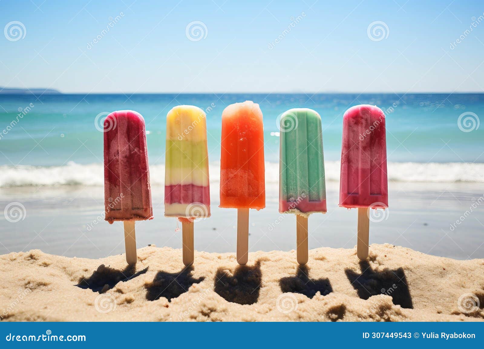 Popsicles Beach Sunny Day. Generate Ai Stock Image - Image of food ...