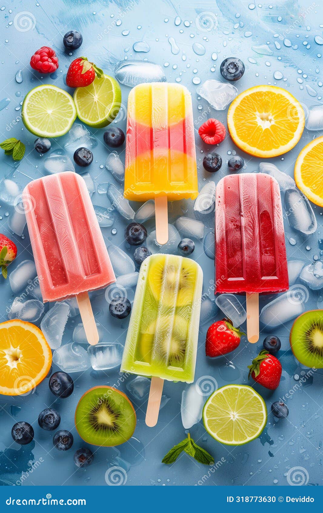 Popsicles on a stick stock illustration. Illustration of pink - 318773630