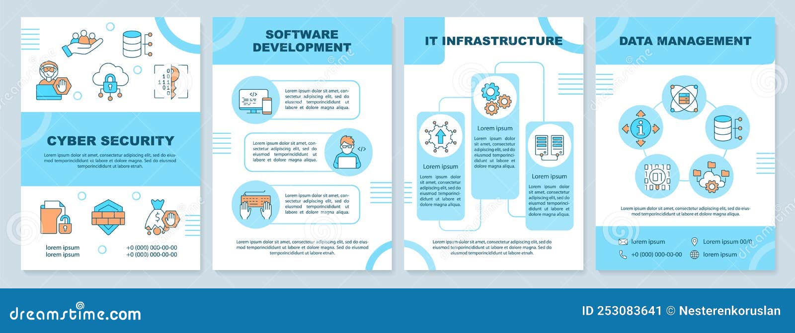 Popular it Branches Brochure Template Stock Vector - Illustration of ...