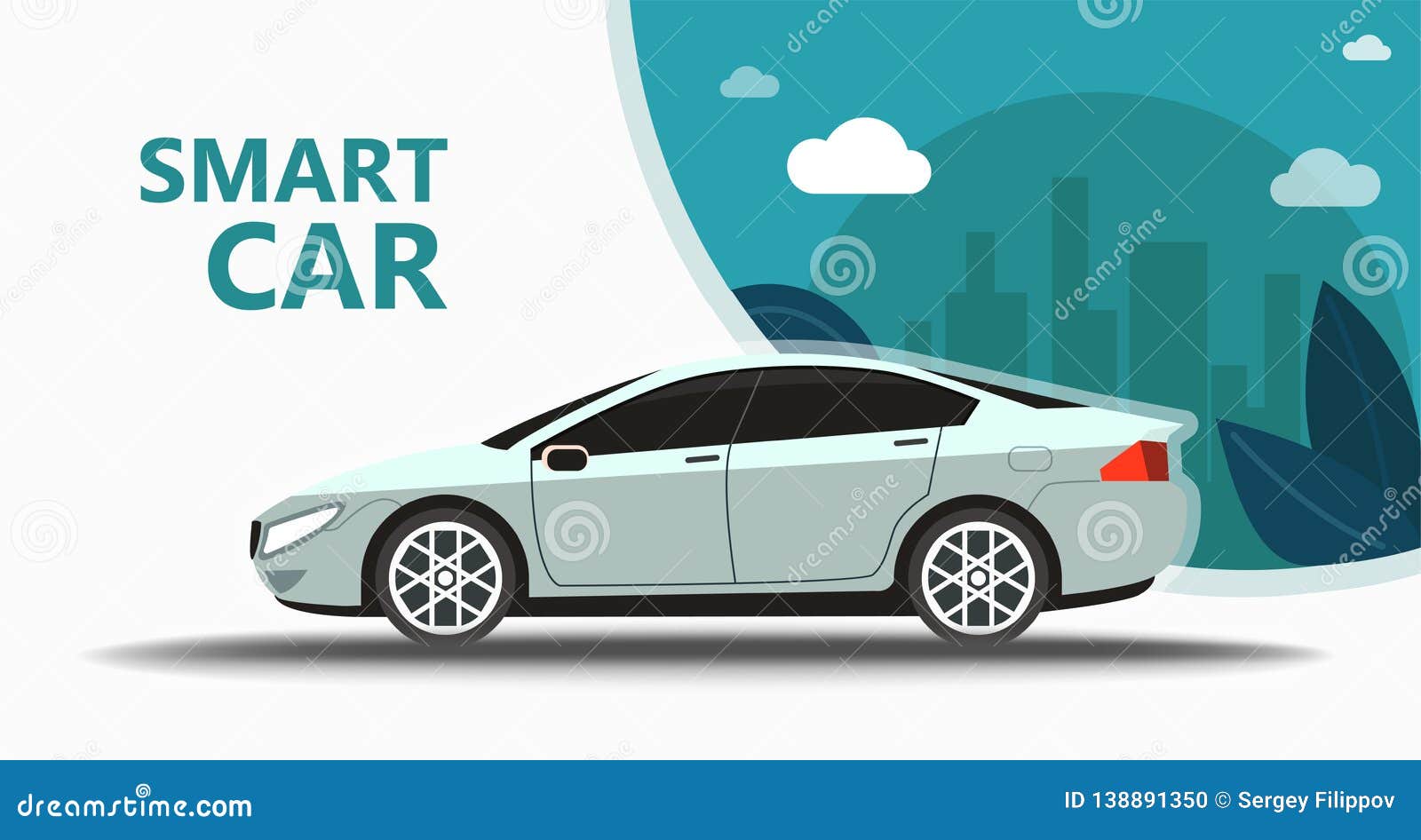 Popular Car on the Background of the City and Trees. Stock Vector ...