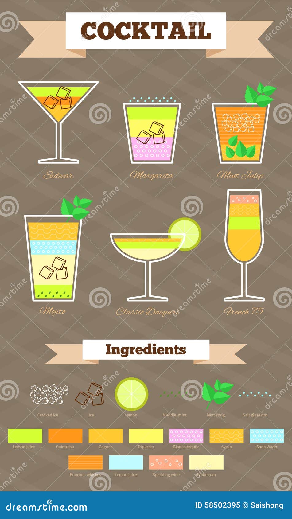 Popular cocktail set stock vector. Illustration of object - 58502395