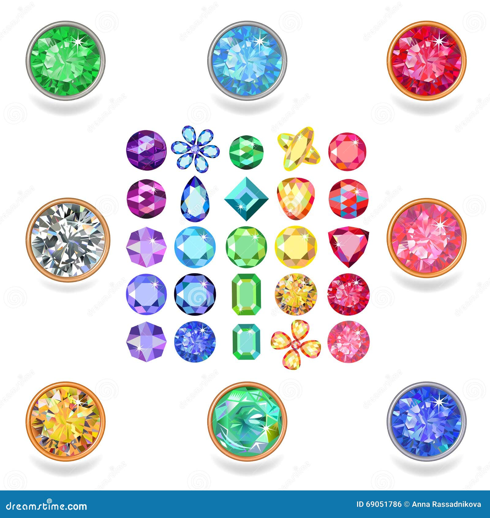 Popular colored gems cuts stock vector. Illustration of geometric ...
