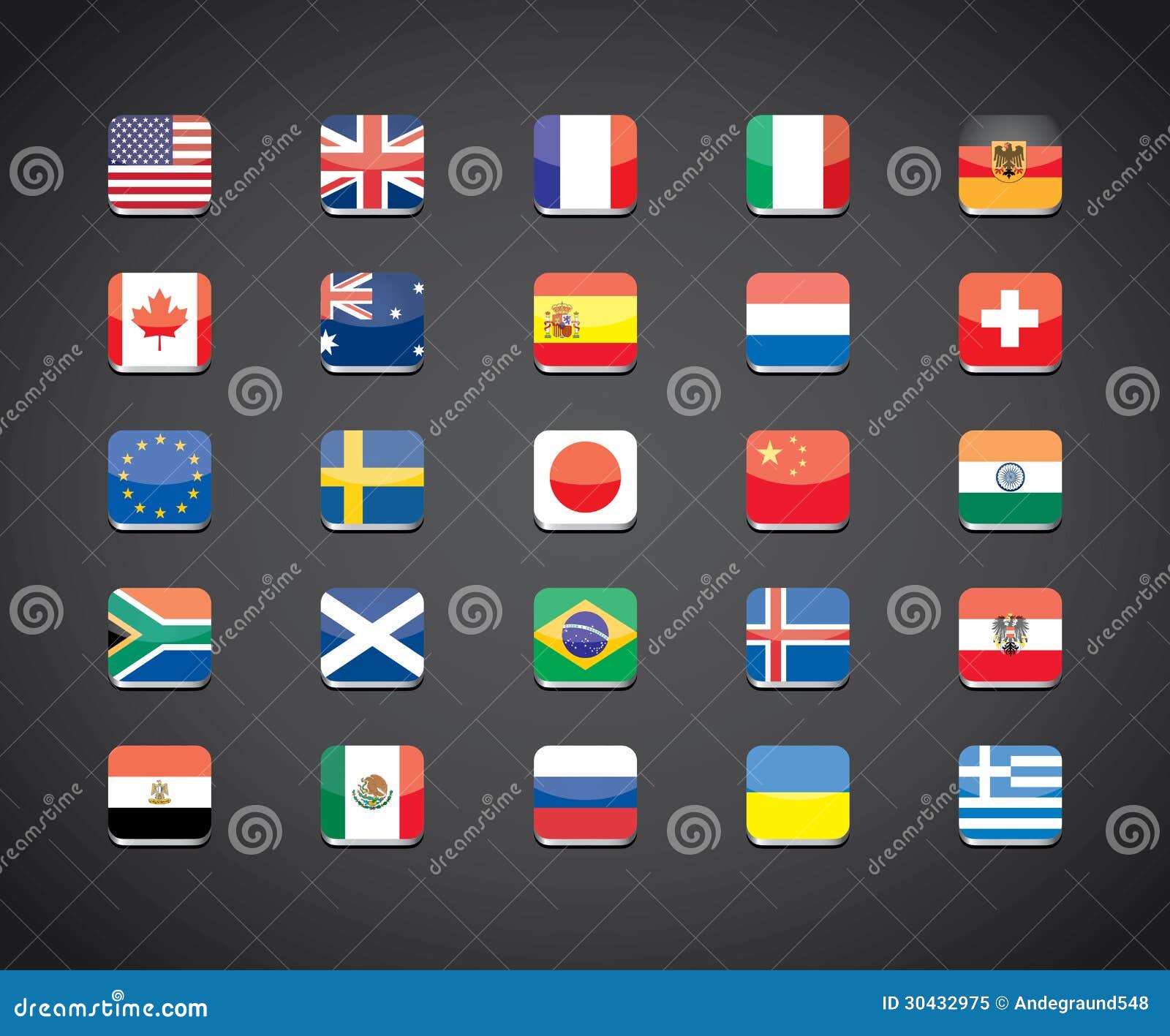 Popular Countries Flags Apps Icons Stock Vector - Illustration of ...