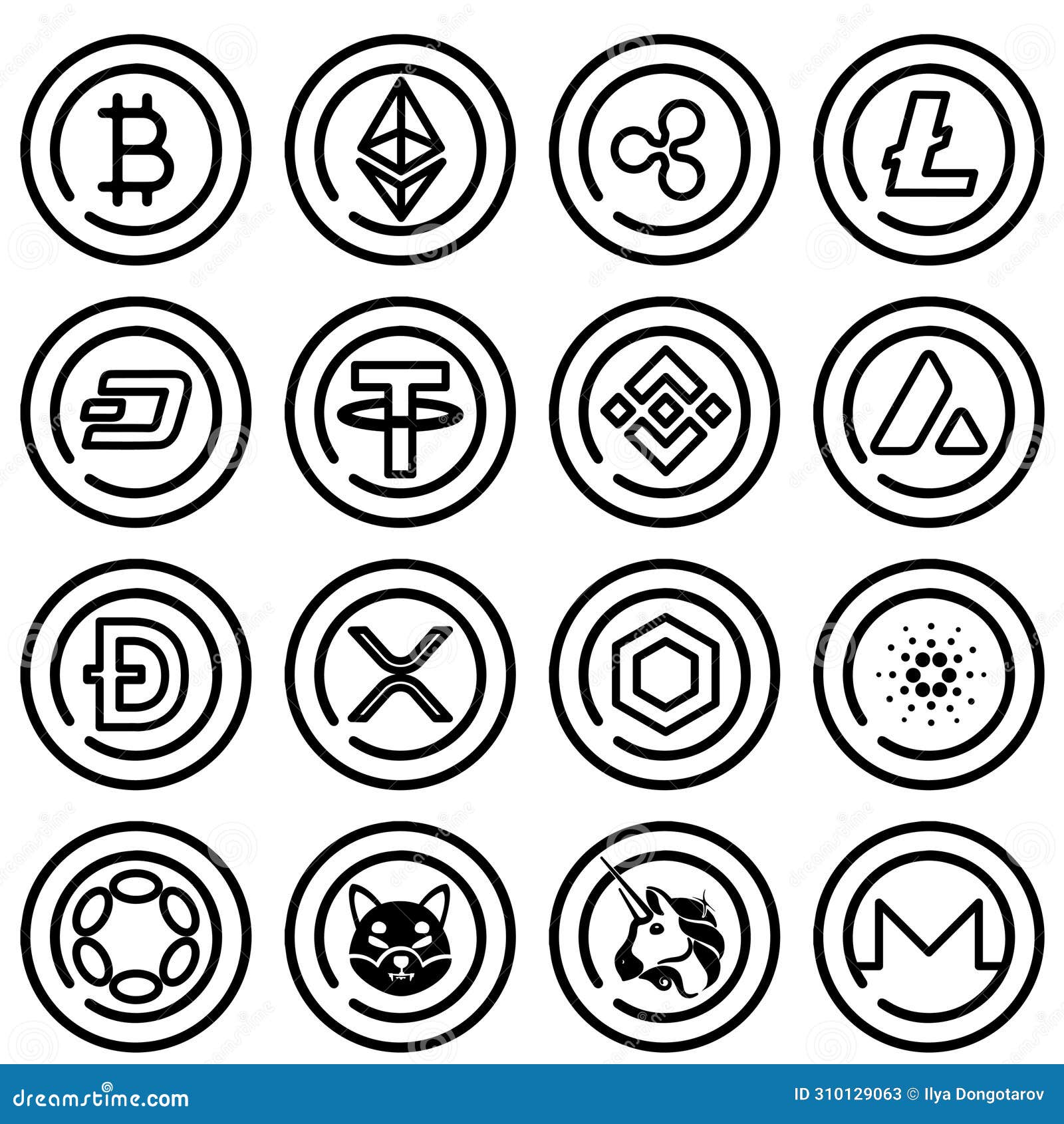 Popular Cryptocurrency Iconography Logo Set Stock Vector - Illustration ...